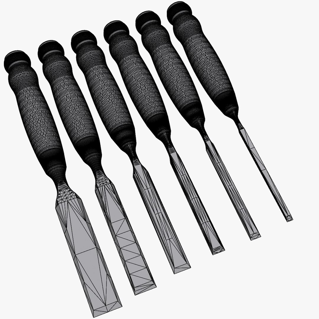 Set Chisels 3d Model