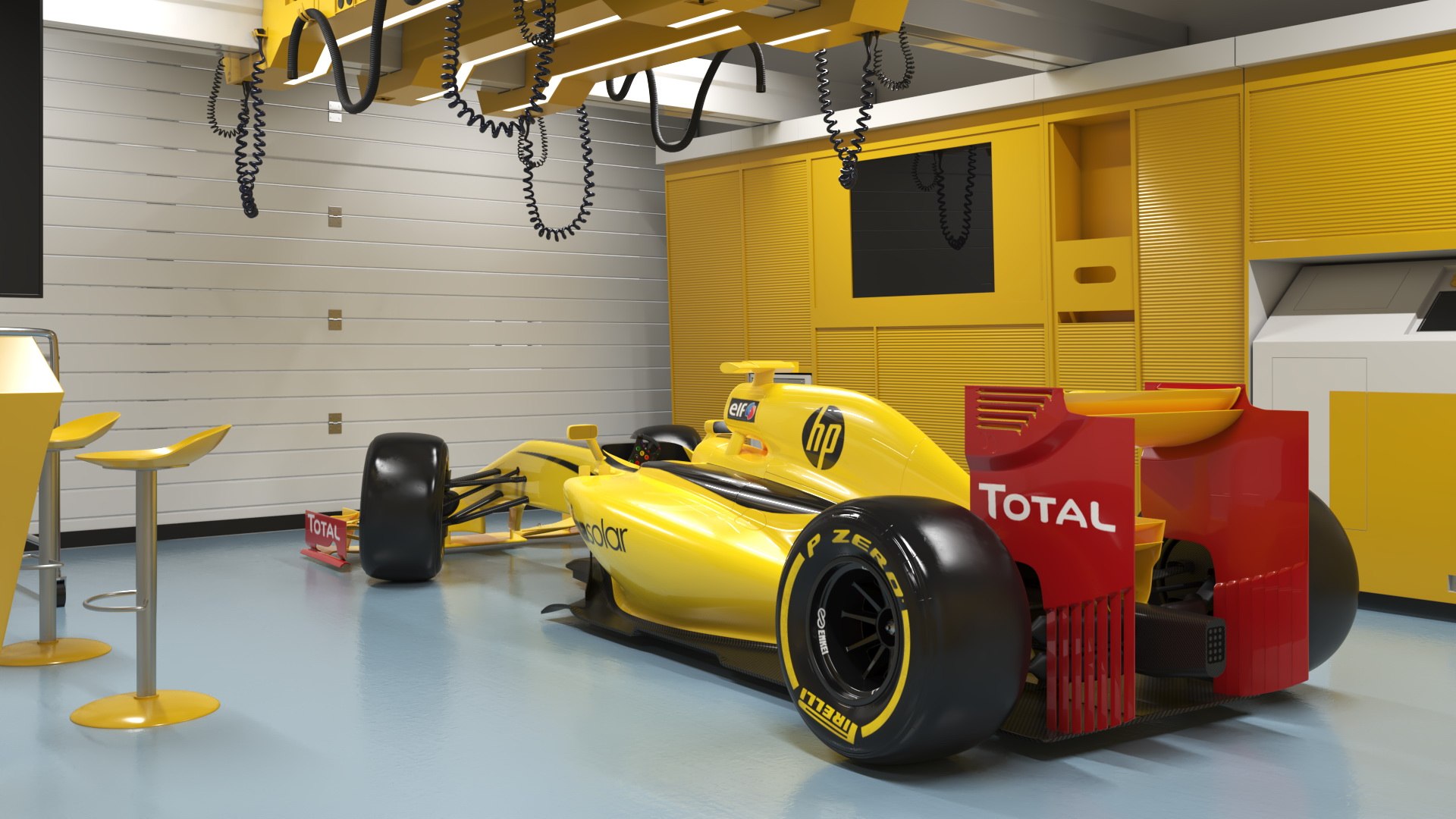 3D Racing Team Garage And Formula 1 Car - TurboSquid 2348834