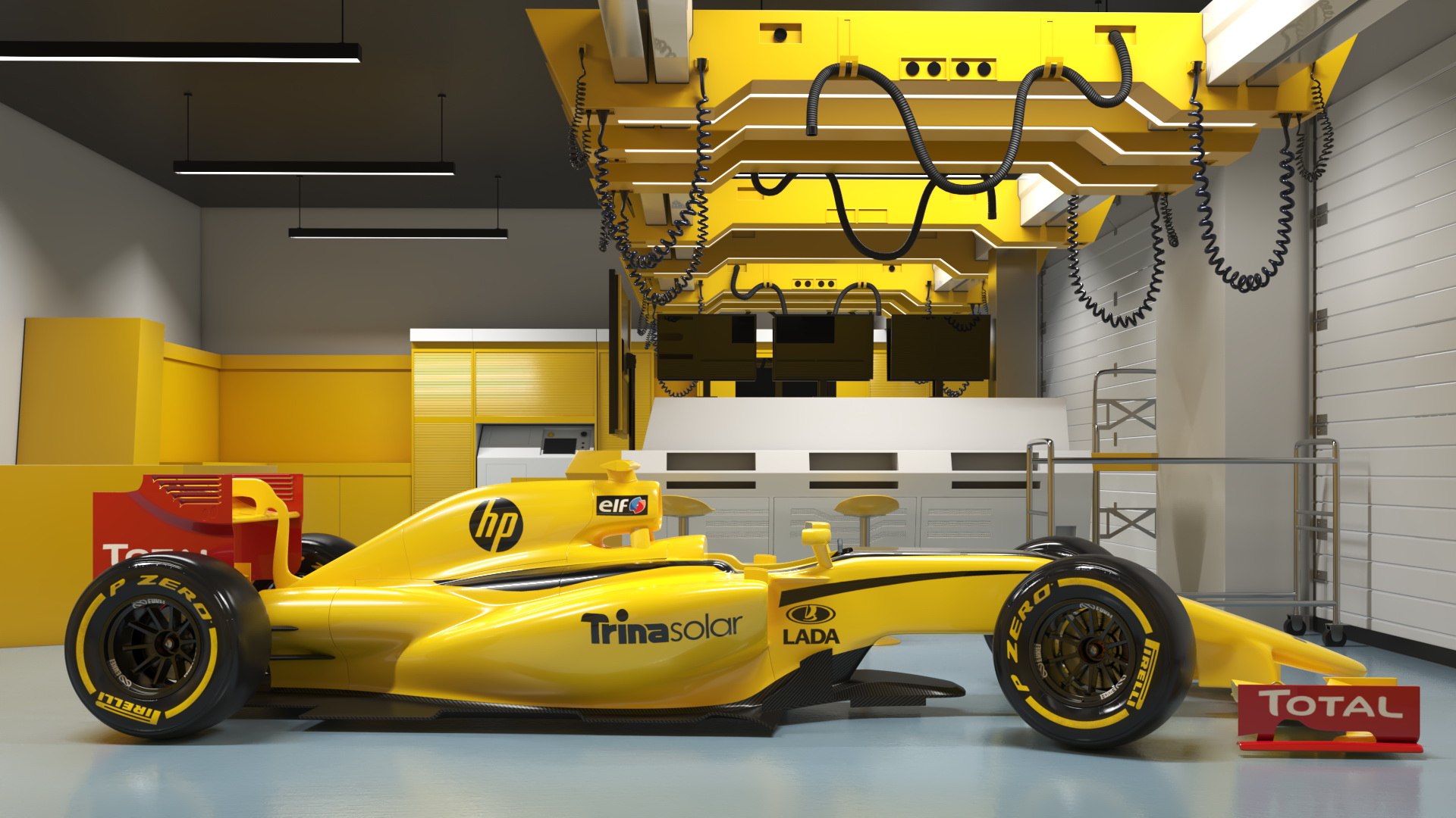 3D Racing Team Garage And Formula 1 Car - TurboSquid 2348834