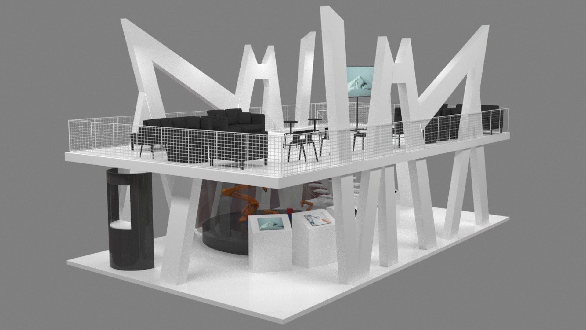 Robotic Arm Exhibition Booth Design Model - TurboSquid 1589306