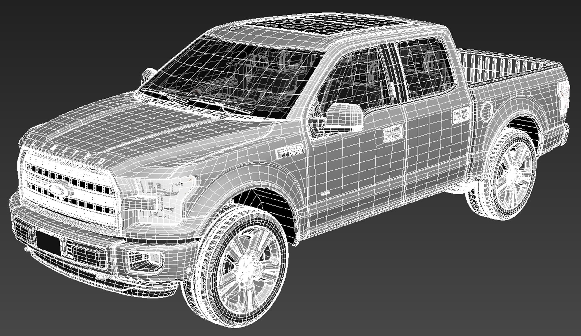3D Ford F-150 Crew Cab Limited 2016 Model - TurboSquid 2222135