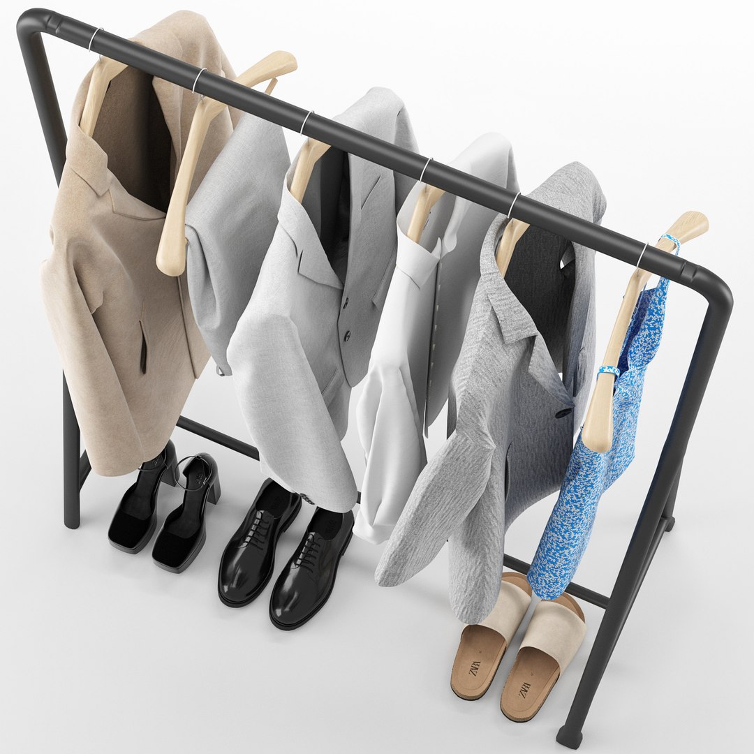 3D Clothes On The Rack Set 02 Model - TurboSquid 2185094