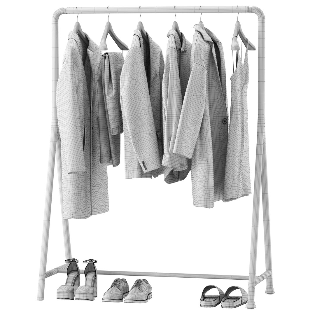 3D Clothes On The Rack Set 02 Model - TurboSquid 2185094