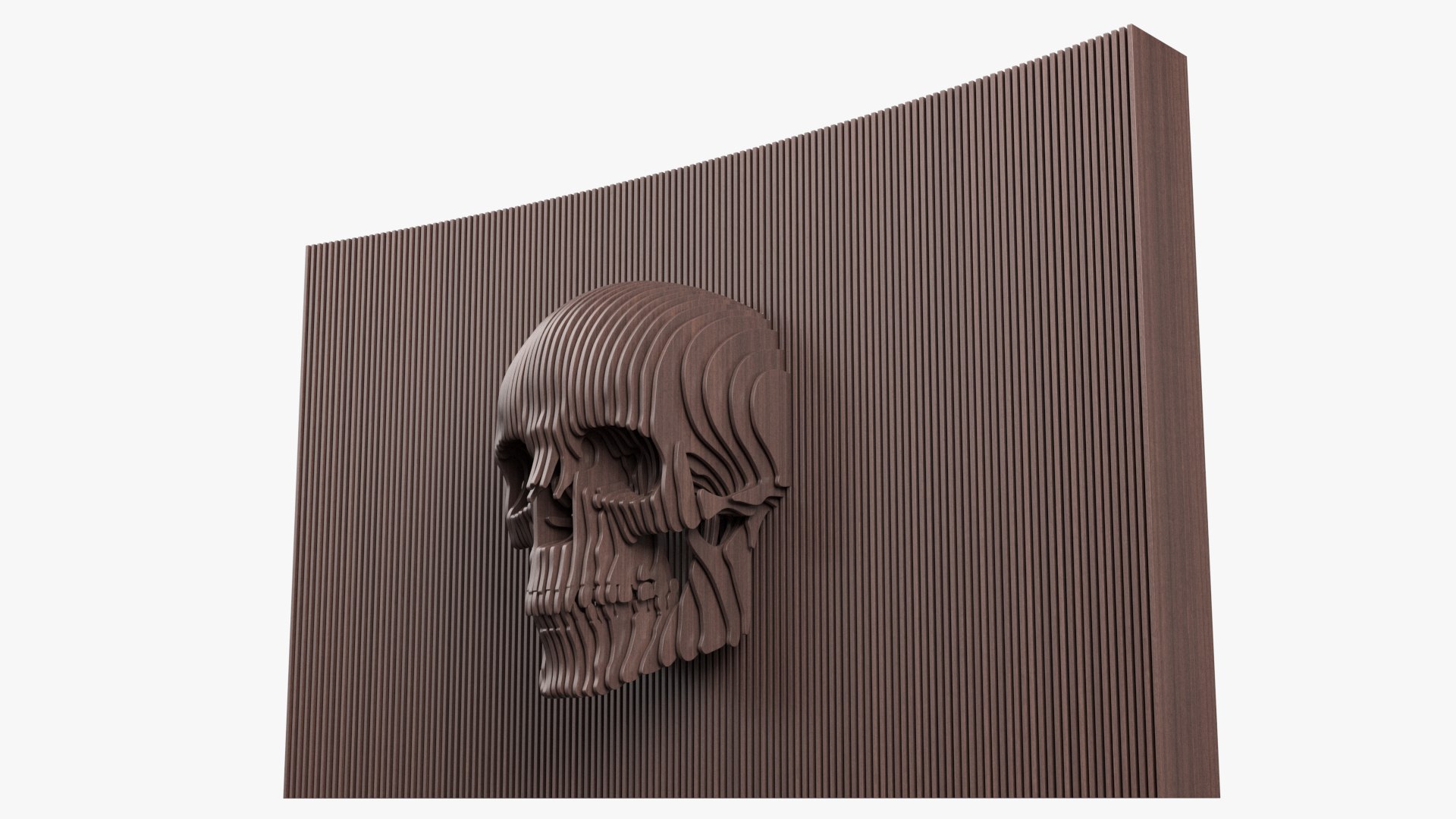 3D Modern Wooden Wall Decor Panel - Human Scull Model - TurboSquid 2371482