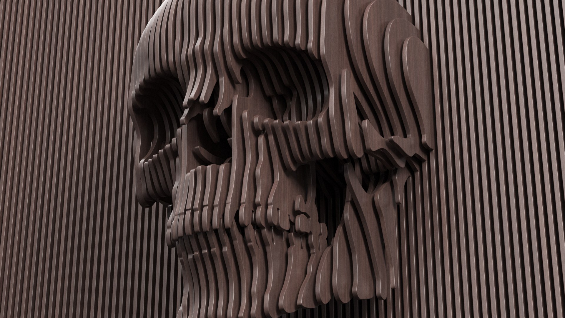 3D Modern Wooden Wall Decor Panel - Human Scull Model - TurboSquid 2371482