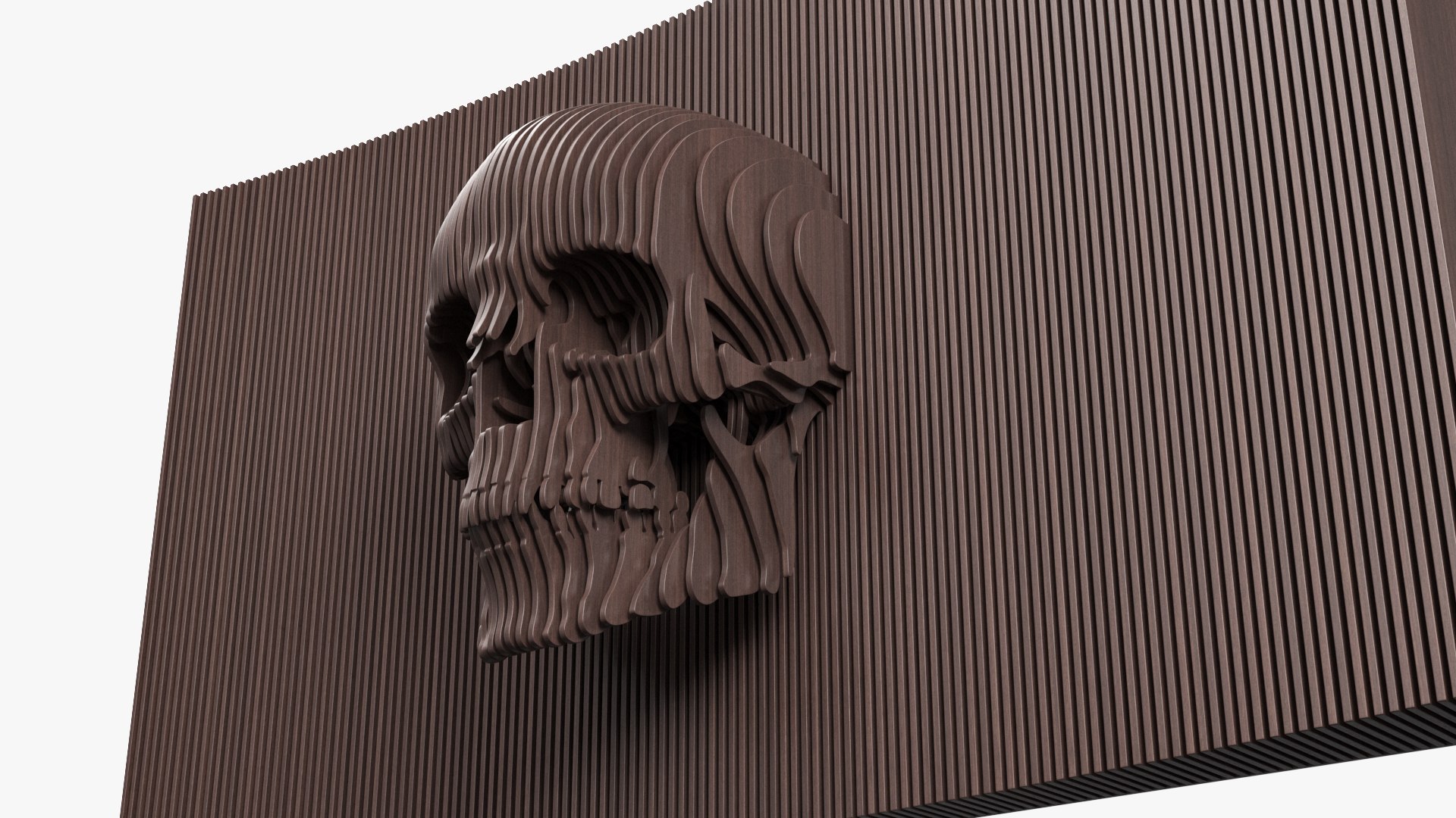 3D Modern Wooden Wall Decor Panel - Human Scull Model - TurboSquid 2371482