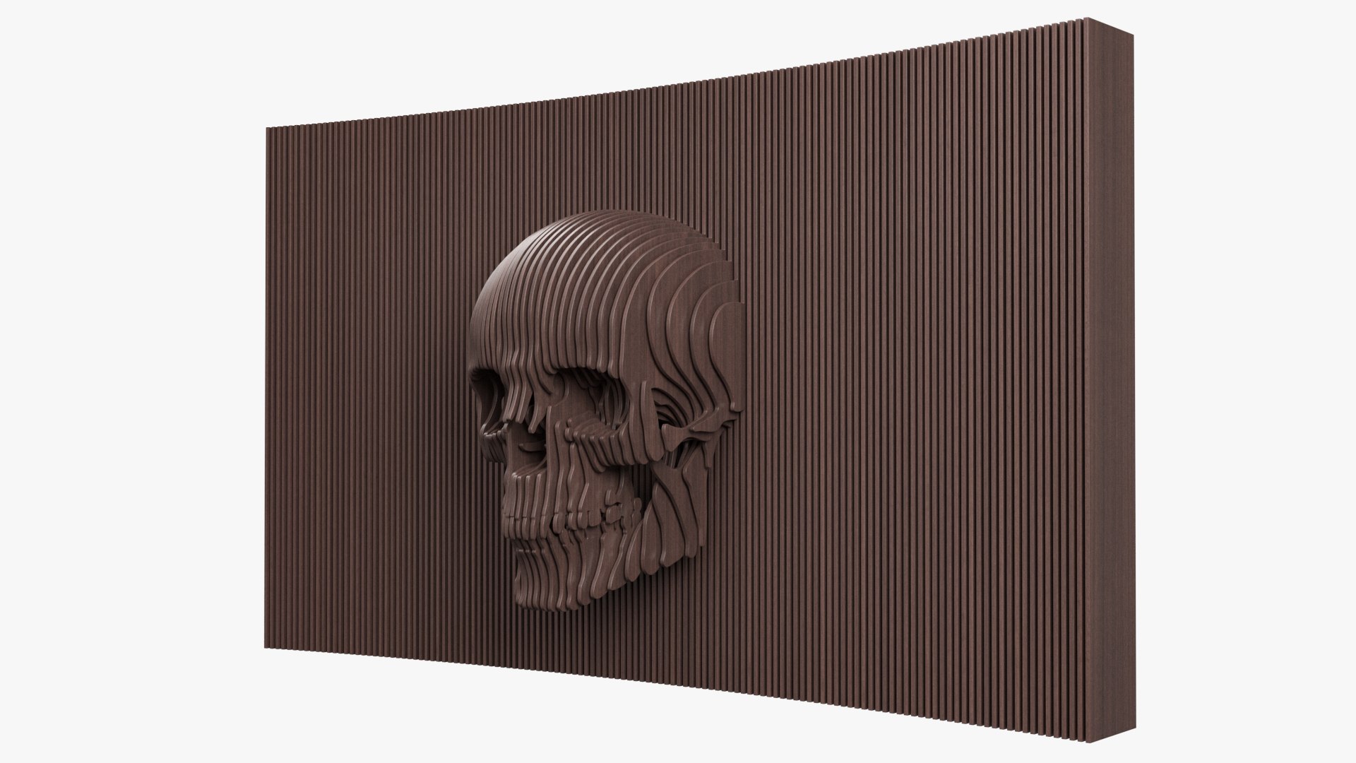 3D Modern Wooden Wall Decor Panel - Human Scull Model - TurboSquid 2371482