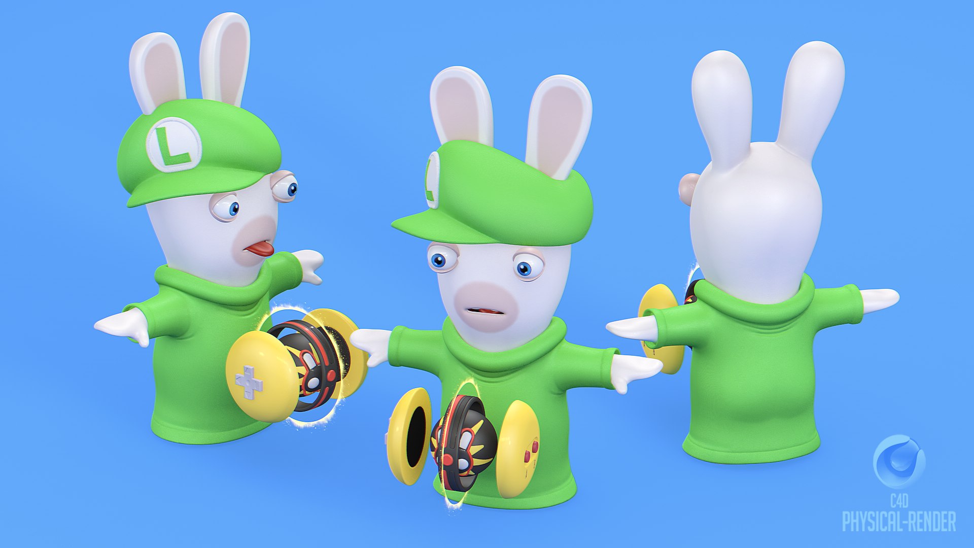 Luigi Character Bworbs Slam-Held Weapon Mario Rabbids Kingdom Model ...