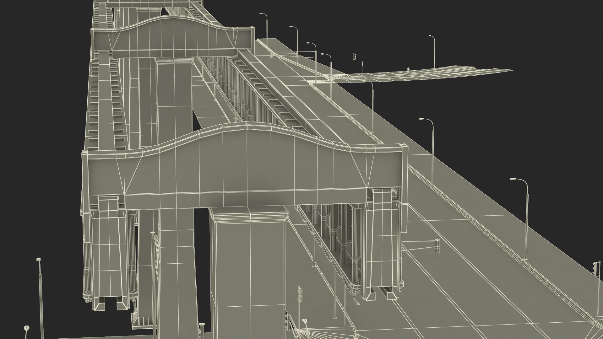 Monorail Track Structure With Highway 3D Model - TurboSquid 2376325