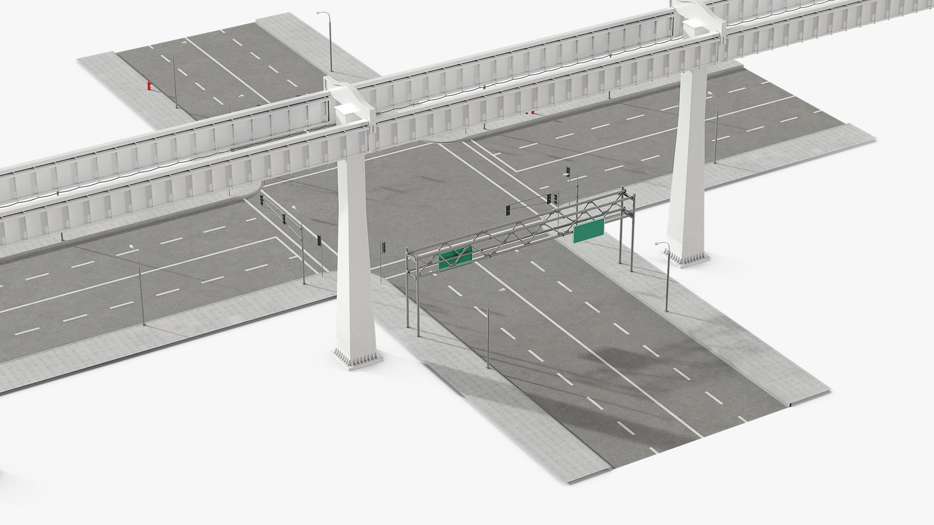 Monorail Track Structure With Highway 3D Model - TurboSquid 2376325