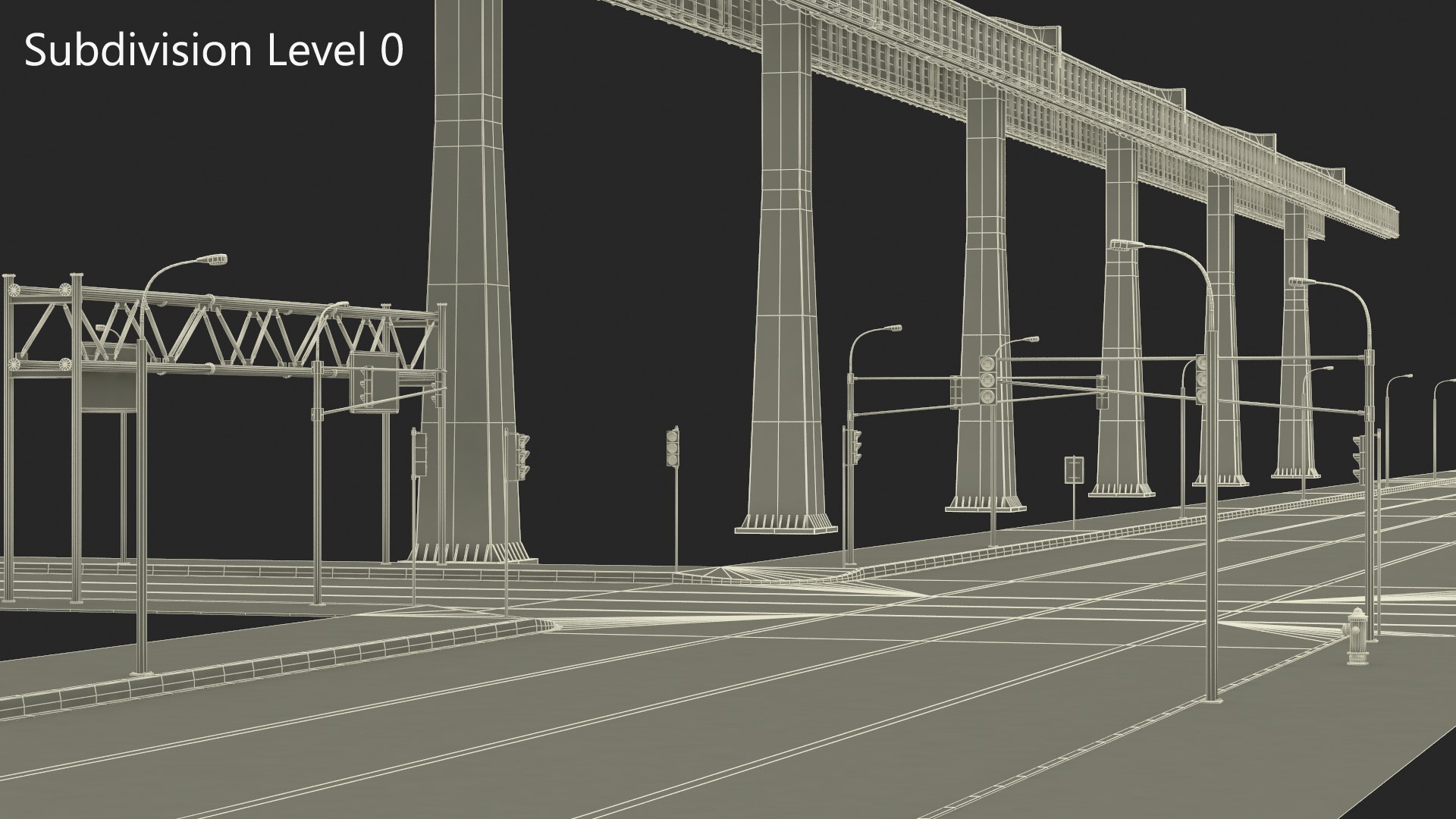 Monorail Track Structure With Highway 3D Model - TurboSquid 2376325