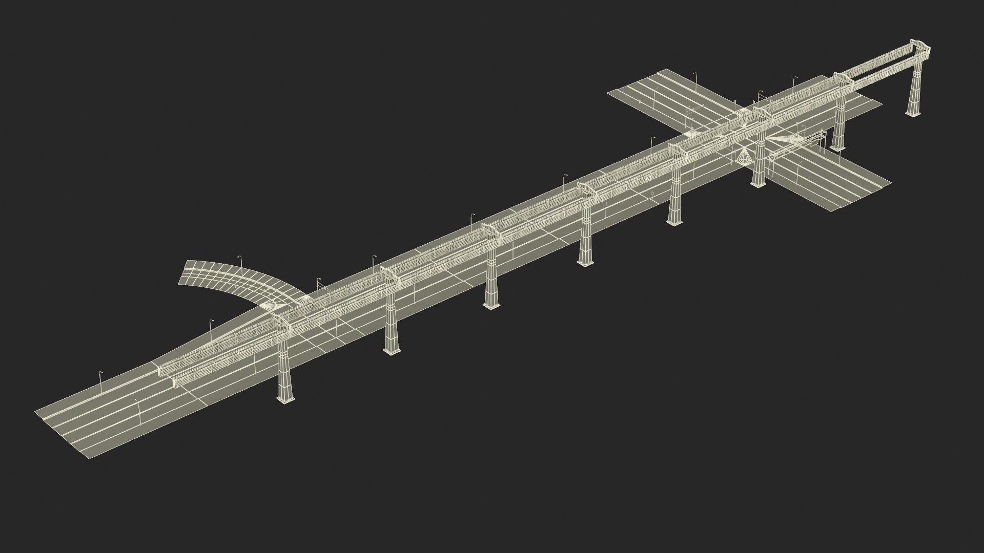 Monorail Track Structure With Highway 3D Model - TurboSquid 2376325