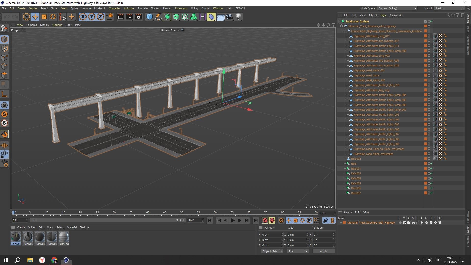Monorail Track Structure With Highway 3D Model - TurboSquid 2376325