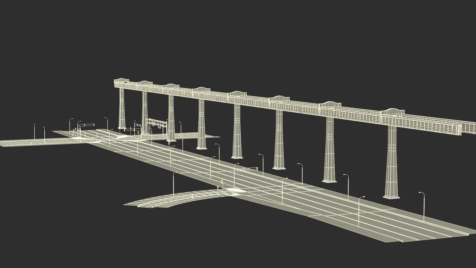 Monorail Track Structure With Highway 3D Model - TurboSquid 2376325