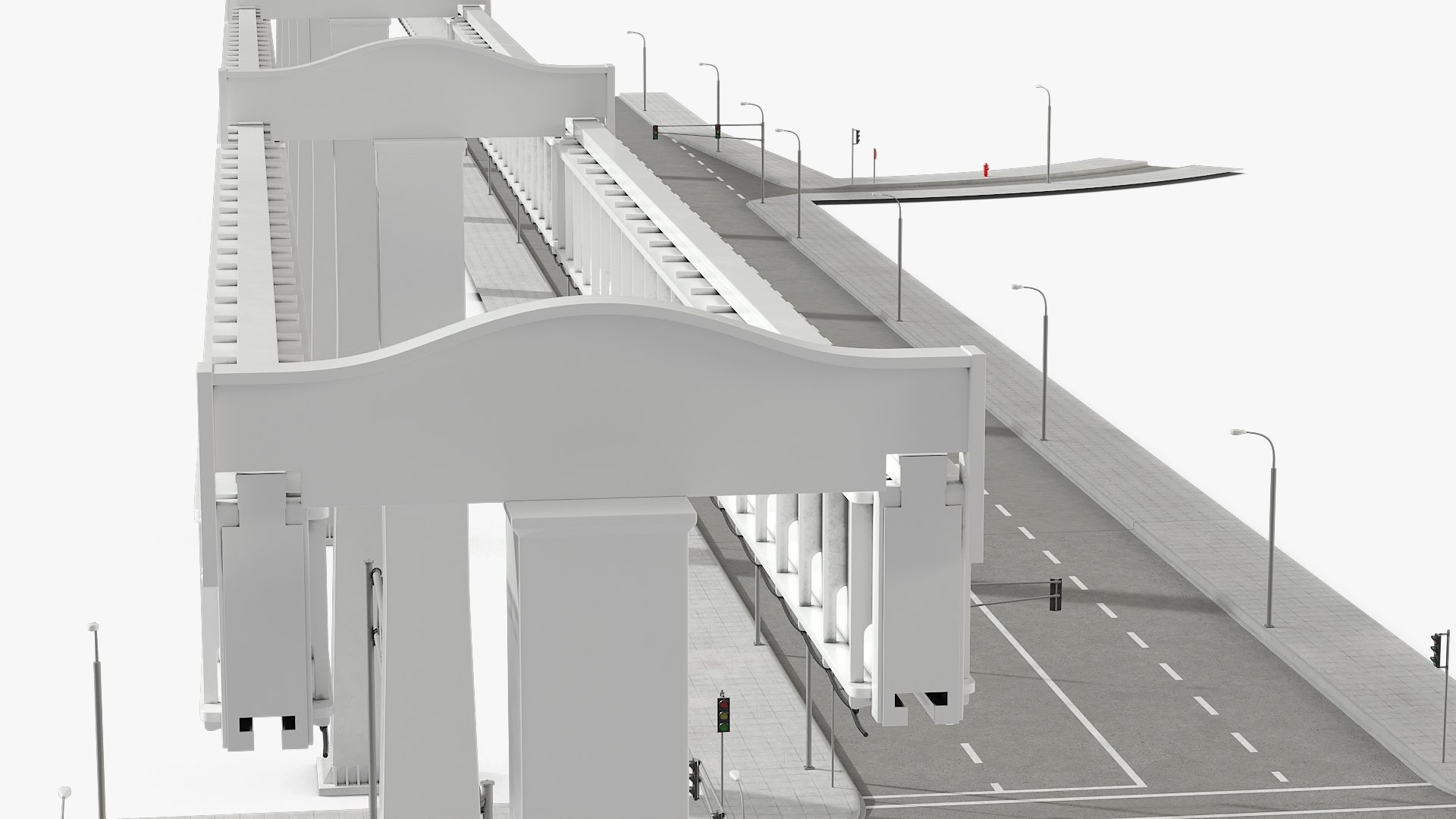 Monorail Track Structure With Highway 3D Model - TurboSquid 2376325