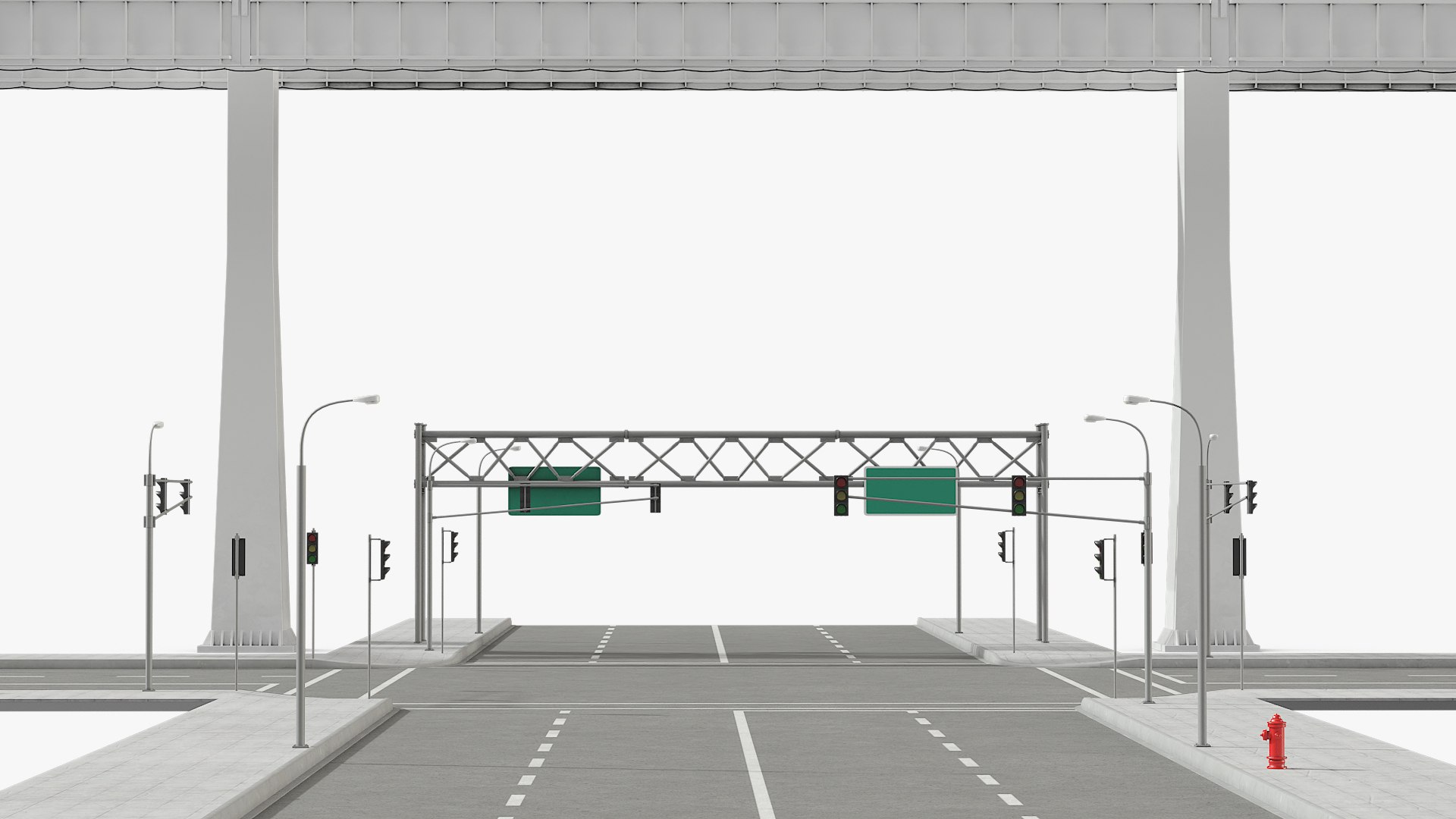 Monorail Track Structure With Highway 3D Model - TurboSquid 2376325