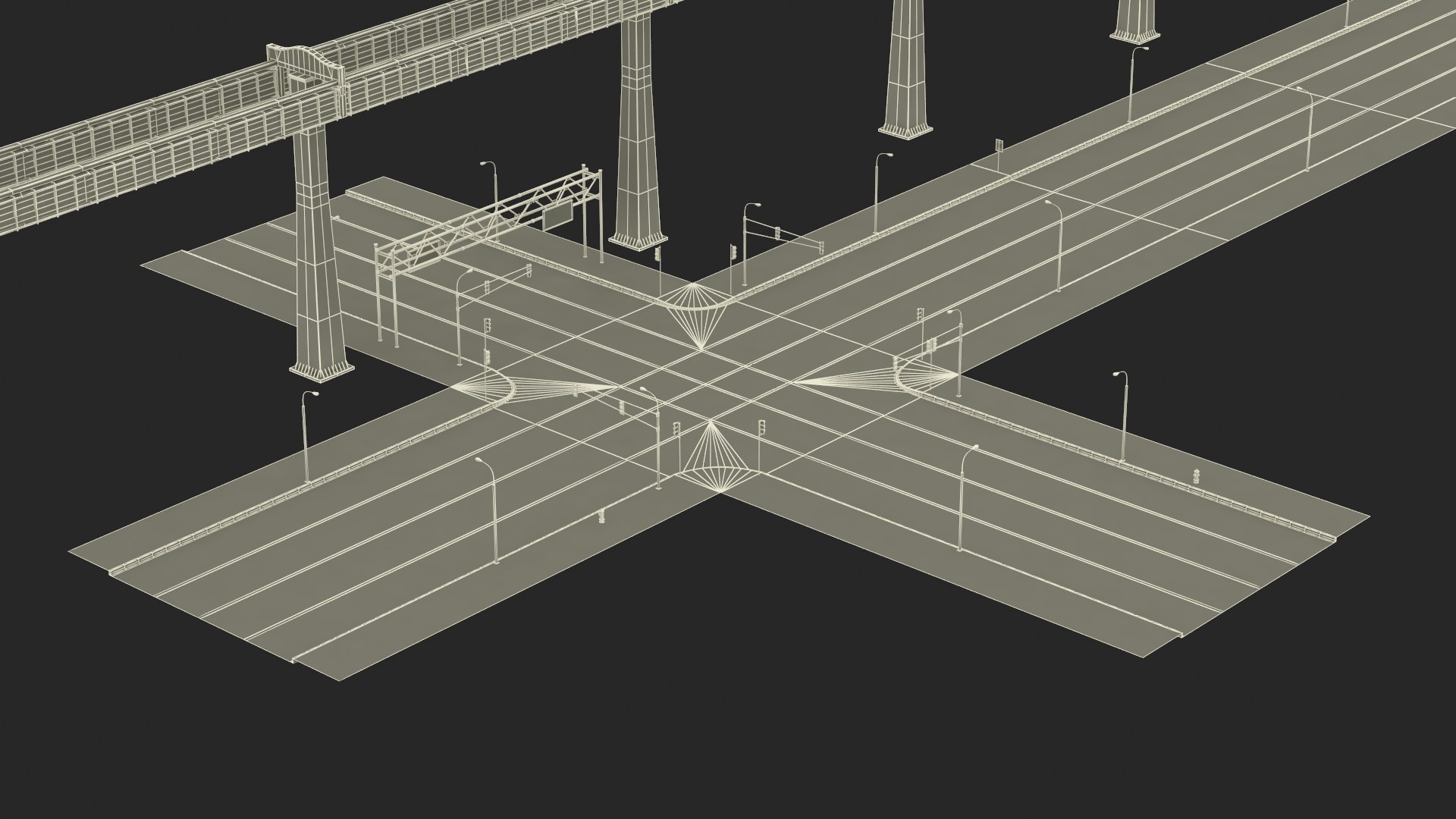 Monorail Track Structure With Highway 3D Model - TurboSquid 2376325