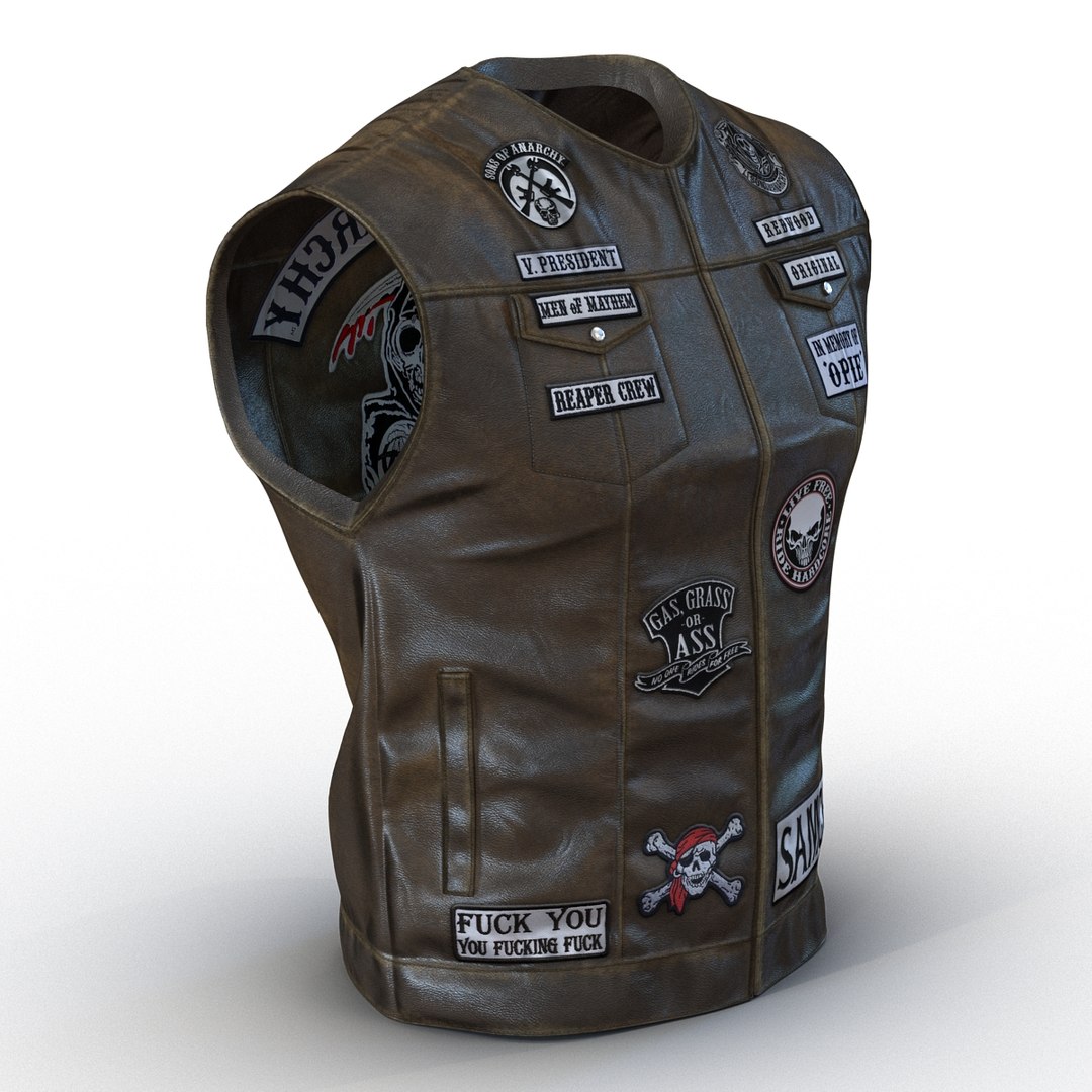 Leather Biker Vest 2 3d Model