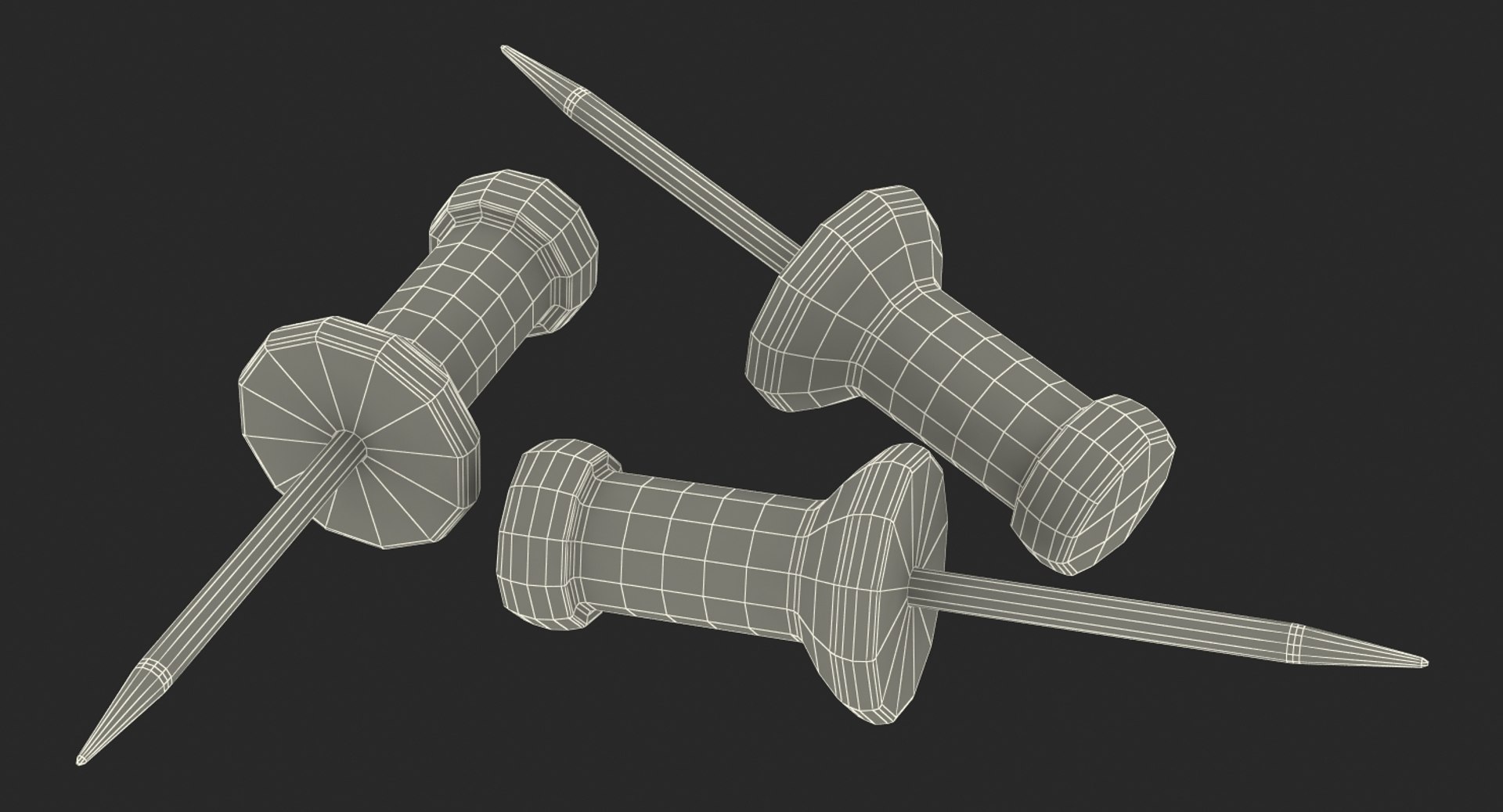 Metallic push pins 3D model - TurboSquid 1425076