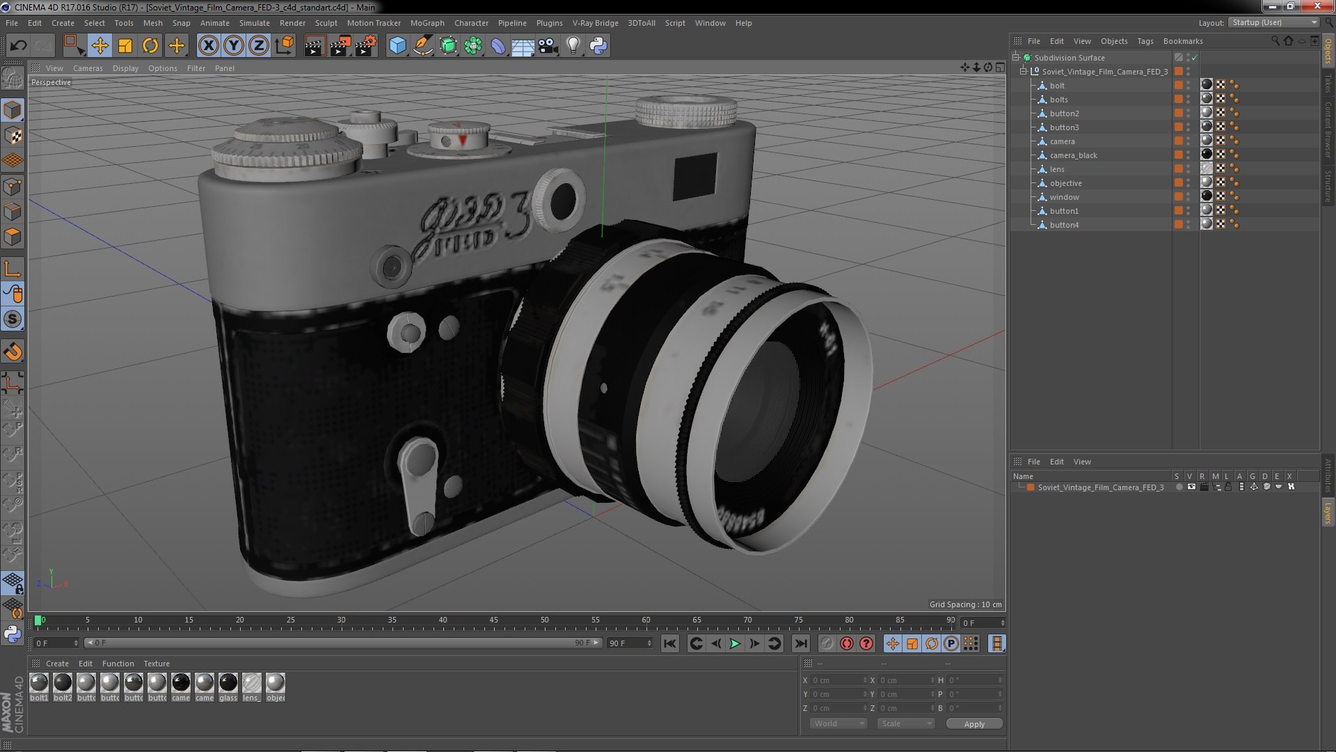 Soviet Vintage Film Camera FED-3 Model - TurboSquid 2137114