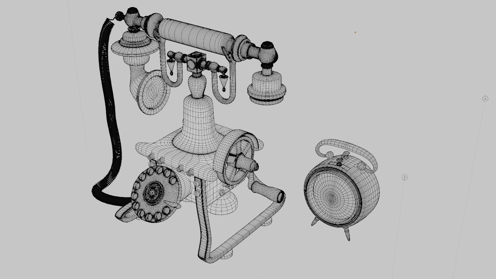 3D Model Vintage Homephone And Alarm Clock - TurboSquid 2080495
