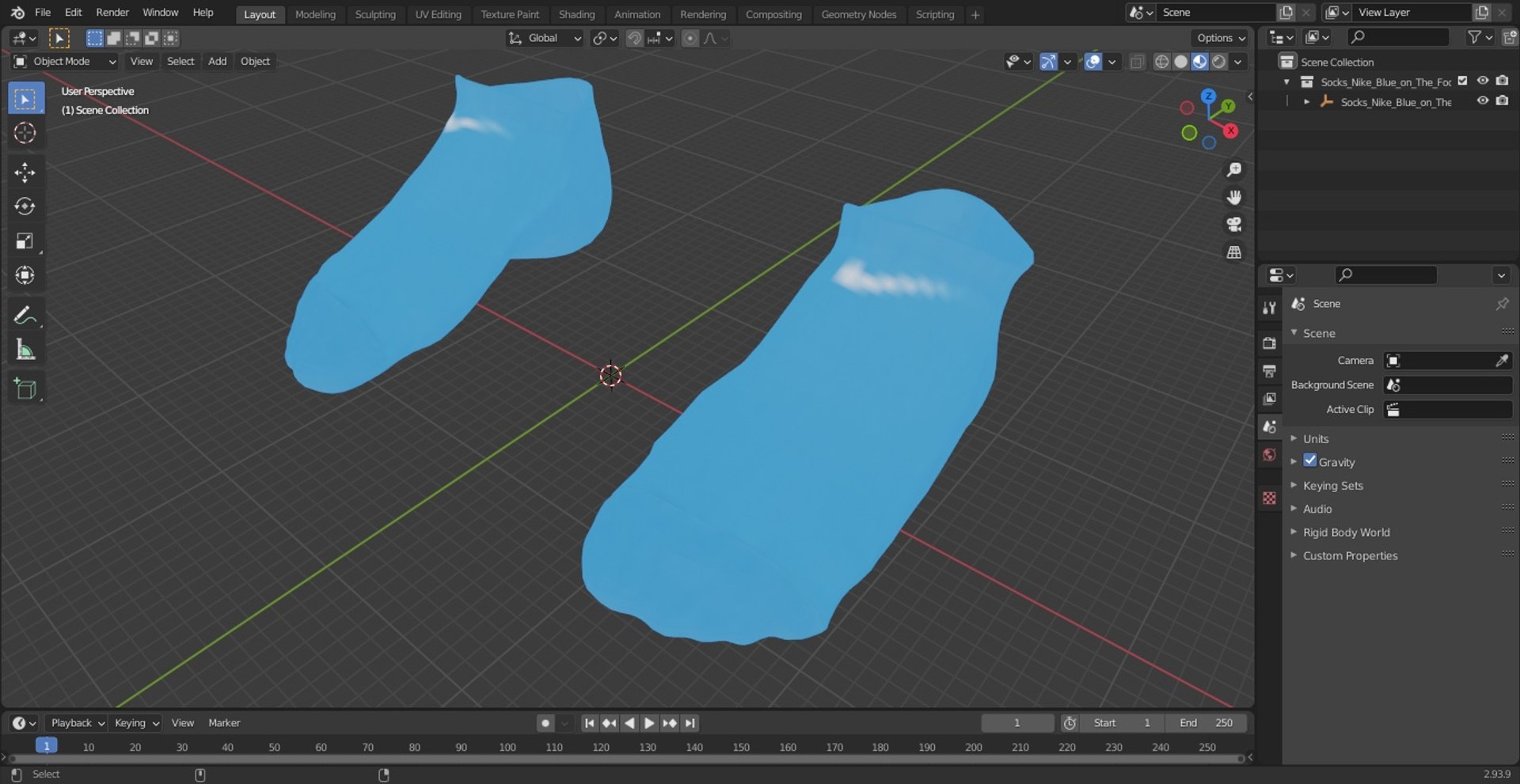 Socks Nike Blue on The Foot Standing 3D model - TurboSquid 1957255