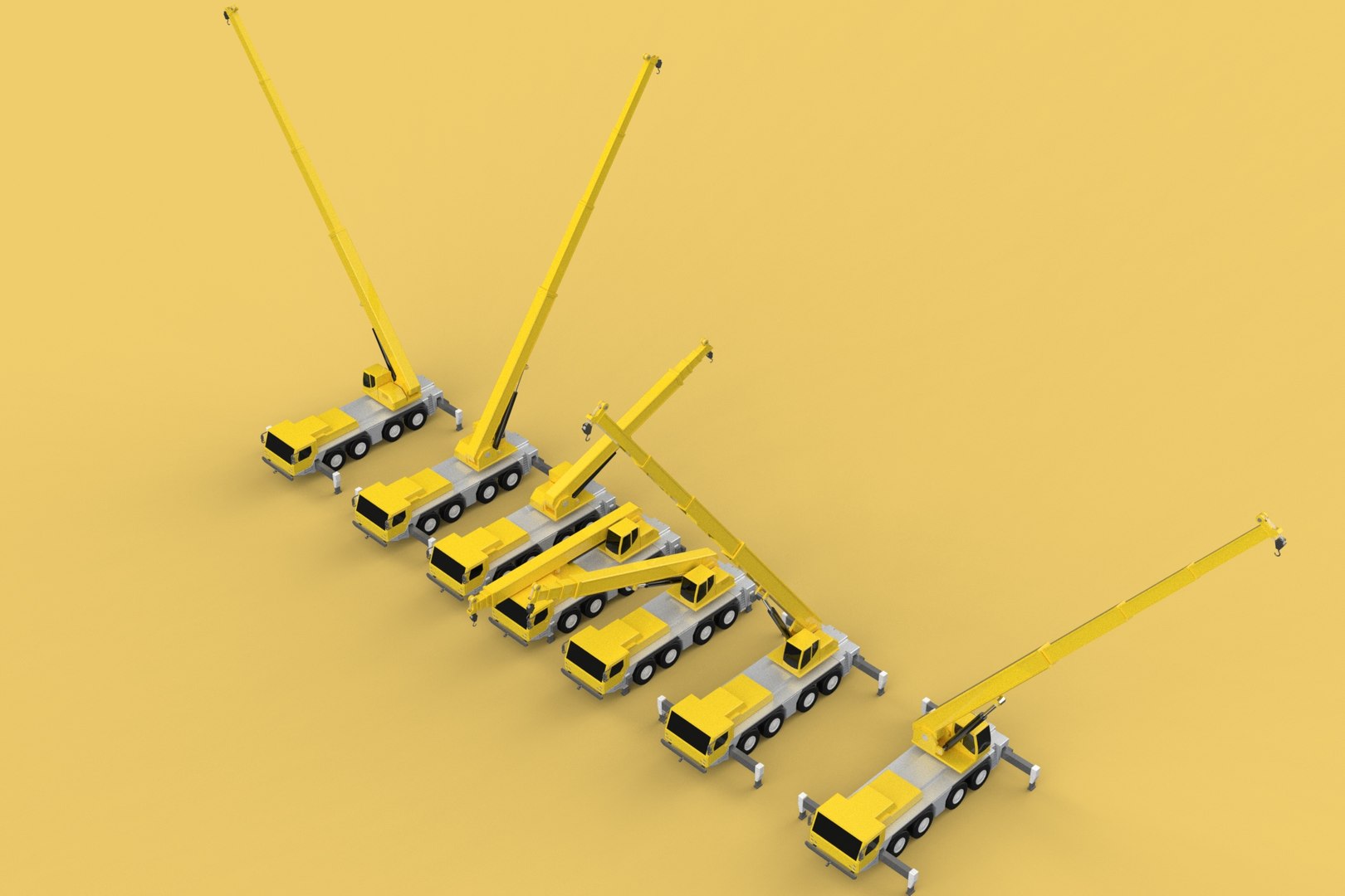 3D ALL CONFIGURATION MOBILE CRANE TERRAIN CRAWLER LIFTING JIB TRUCK ...