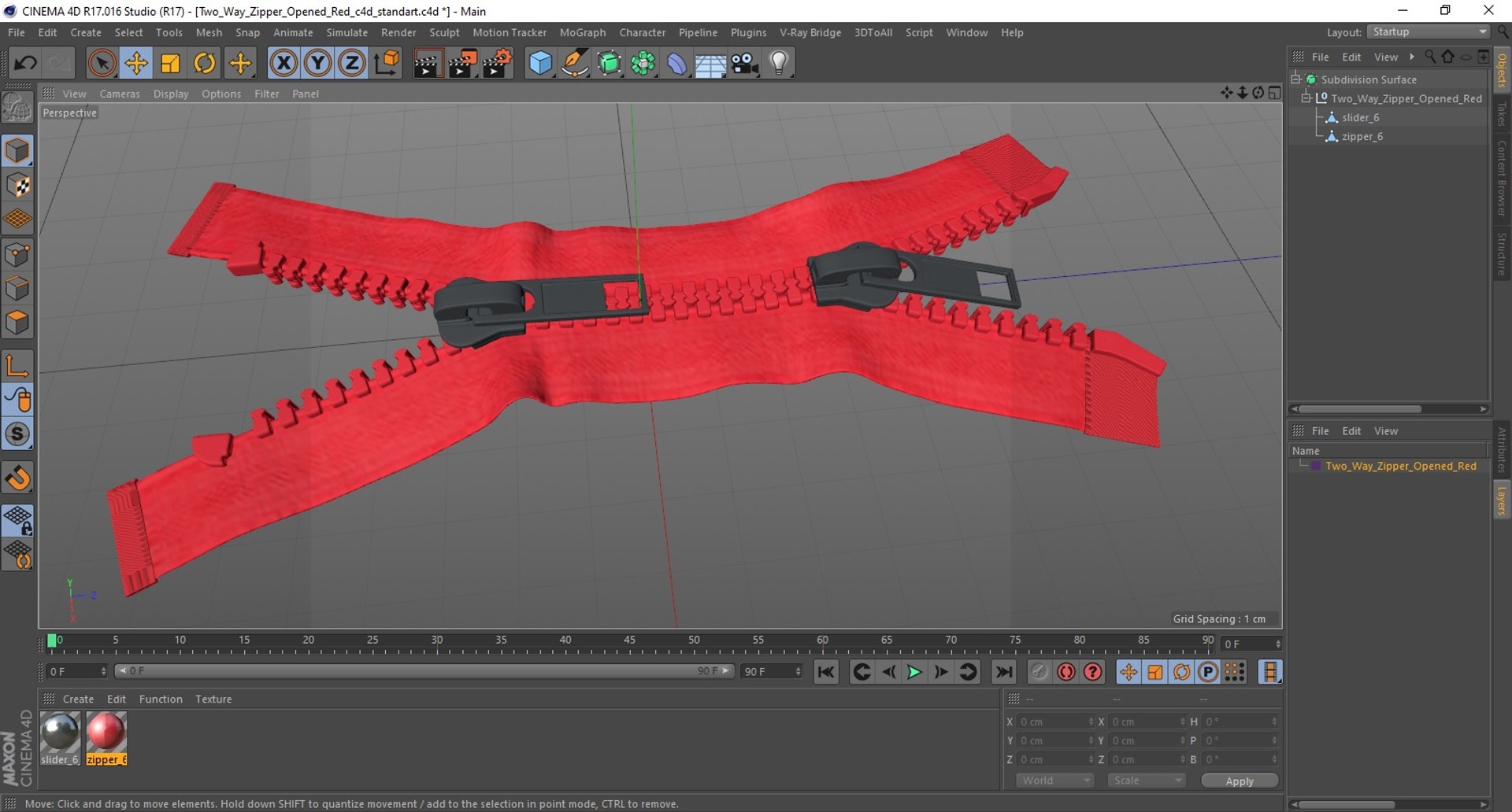 Two Way Zipper Opened Red Model - TurboSquid 1793870