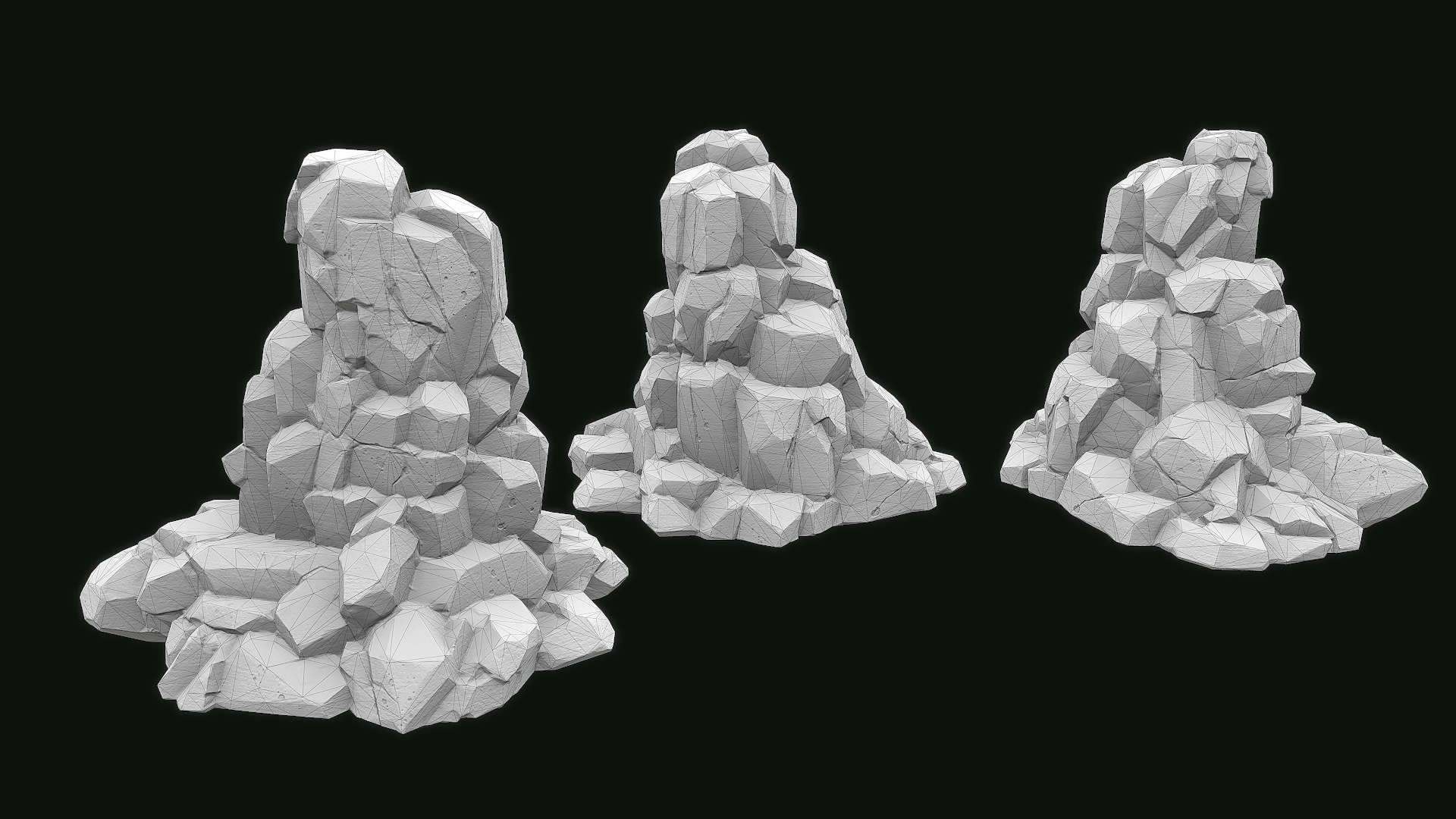3D Stylized Gray Stone Moss Collection - TurboSquid 2135247