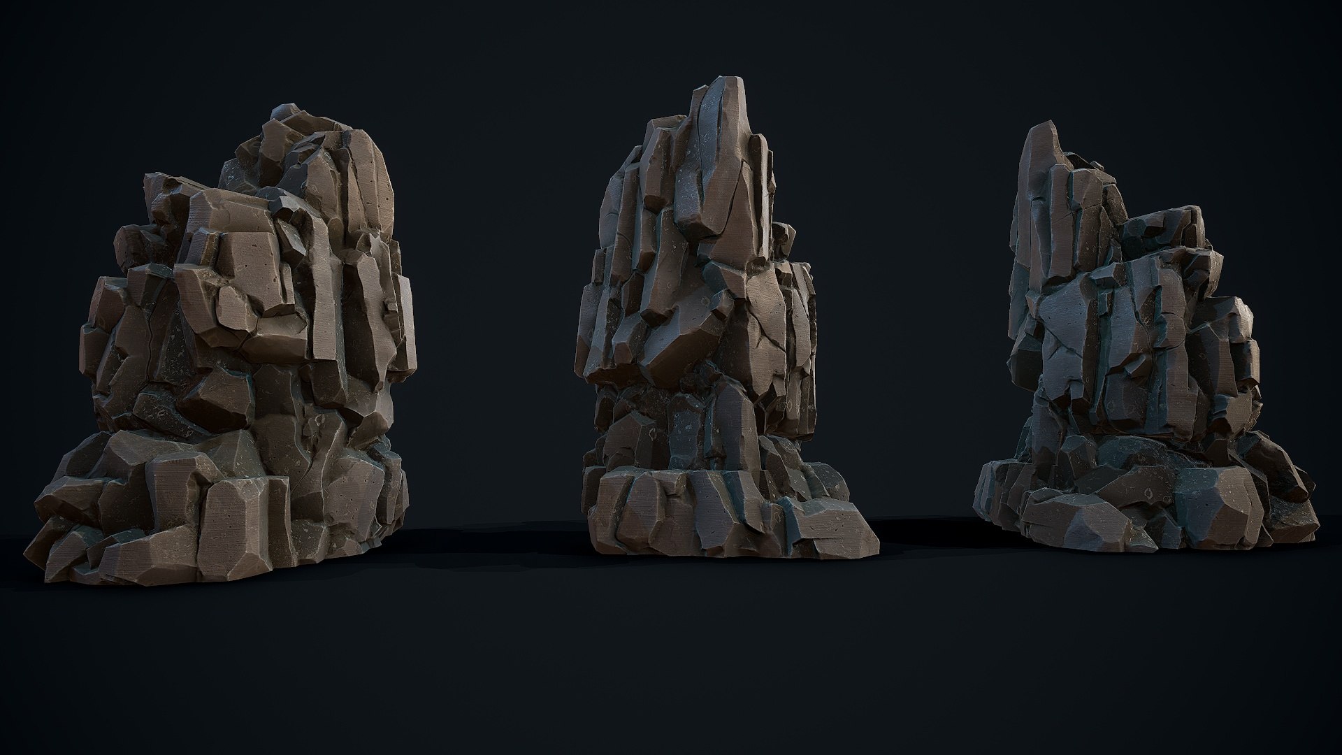 3D Stylized Gray Stone Moss Collection - TurboSquid 2135247