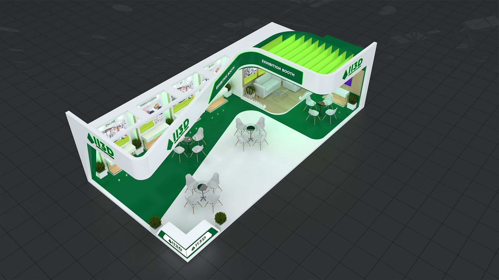 Exhibition Stand Stall Two Side Open 12X6 3D Model - TurboSquid 2163209