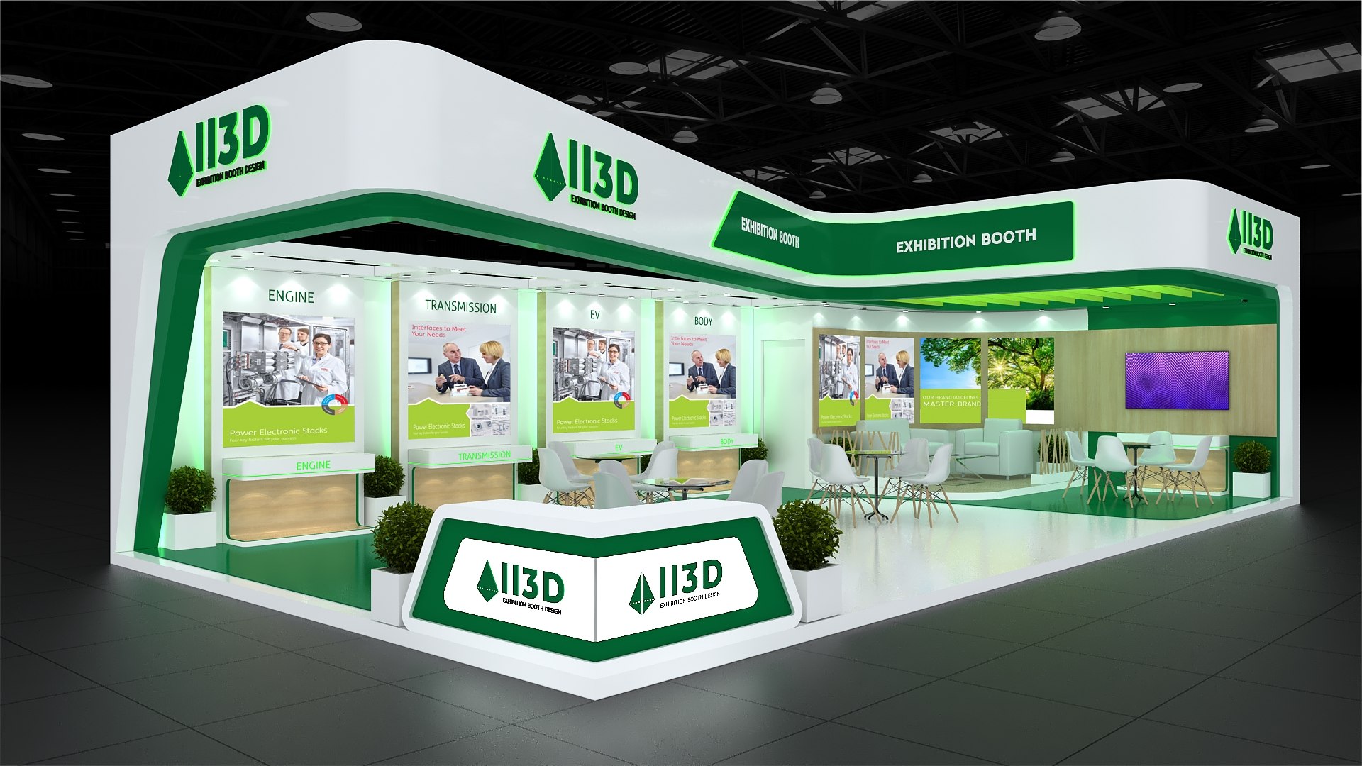 Exhibition Stand Stall Two Side Open 12X6 3D Model - TurboSquid 2163209