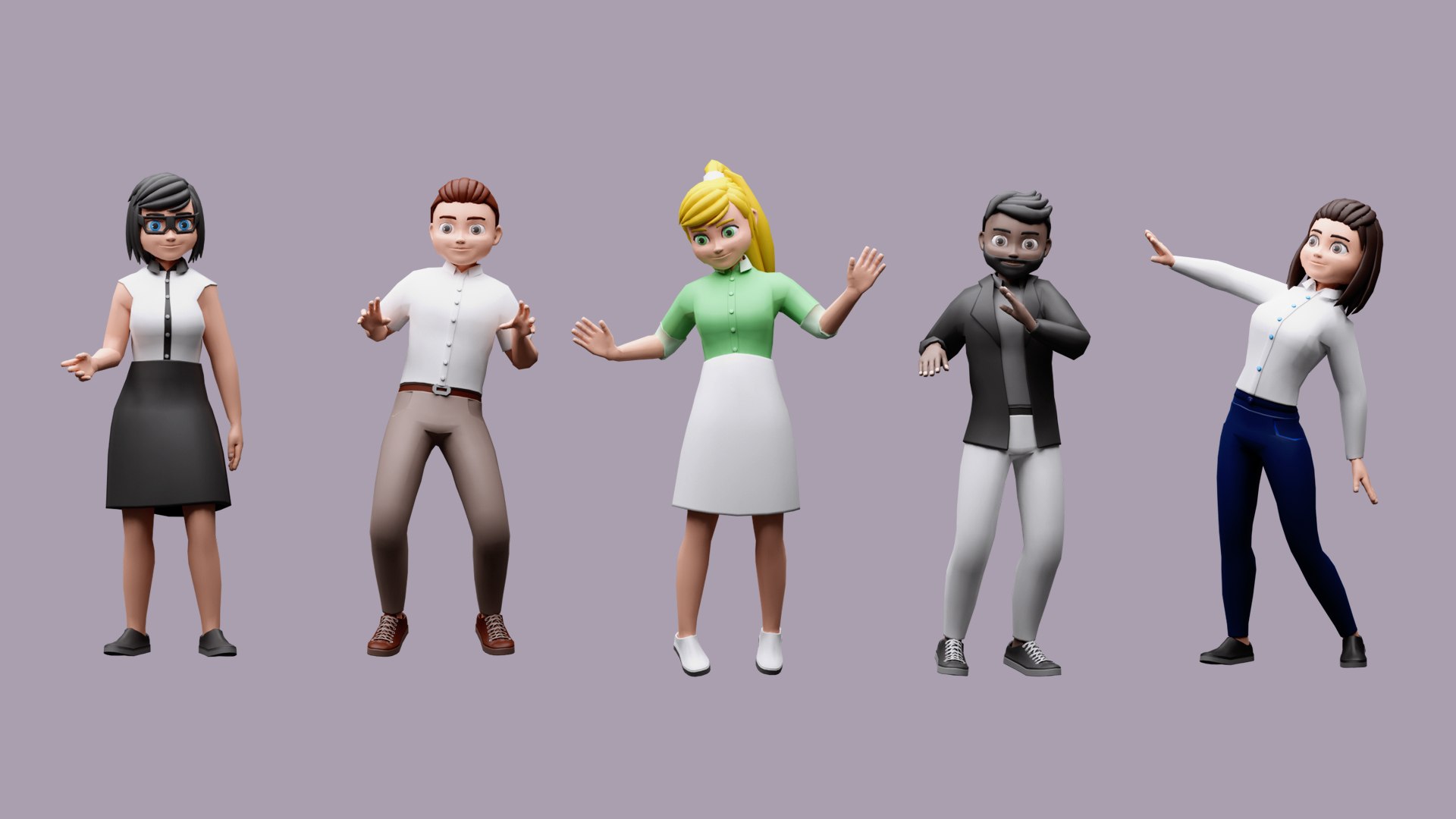 3D Cartoon characters 3 02 office - TurboSquid 2180078