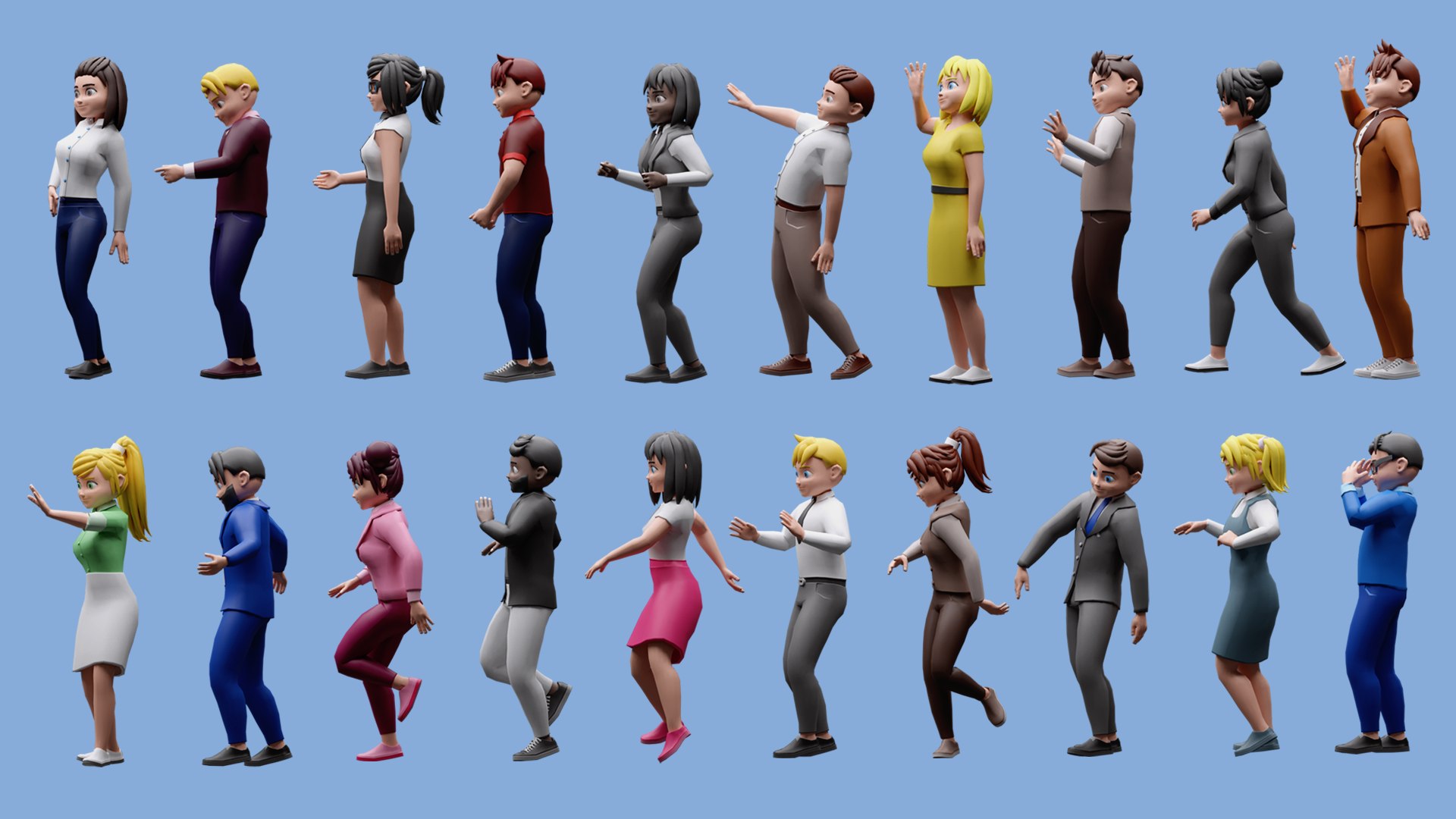 3D Cartoon characters 3 02 office - TurboSquid 2180078