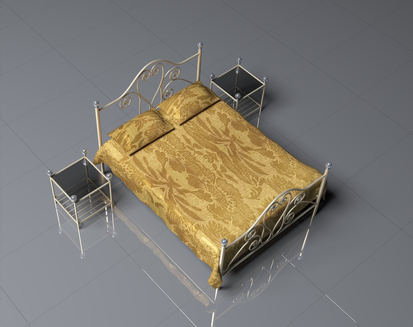 3D steel double bed model - TurboSquid 1502527