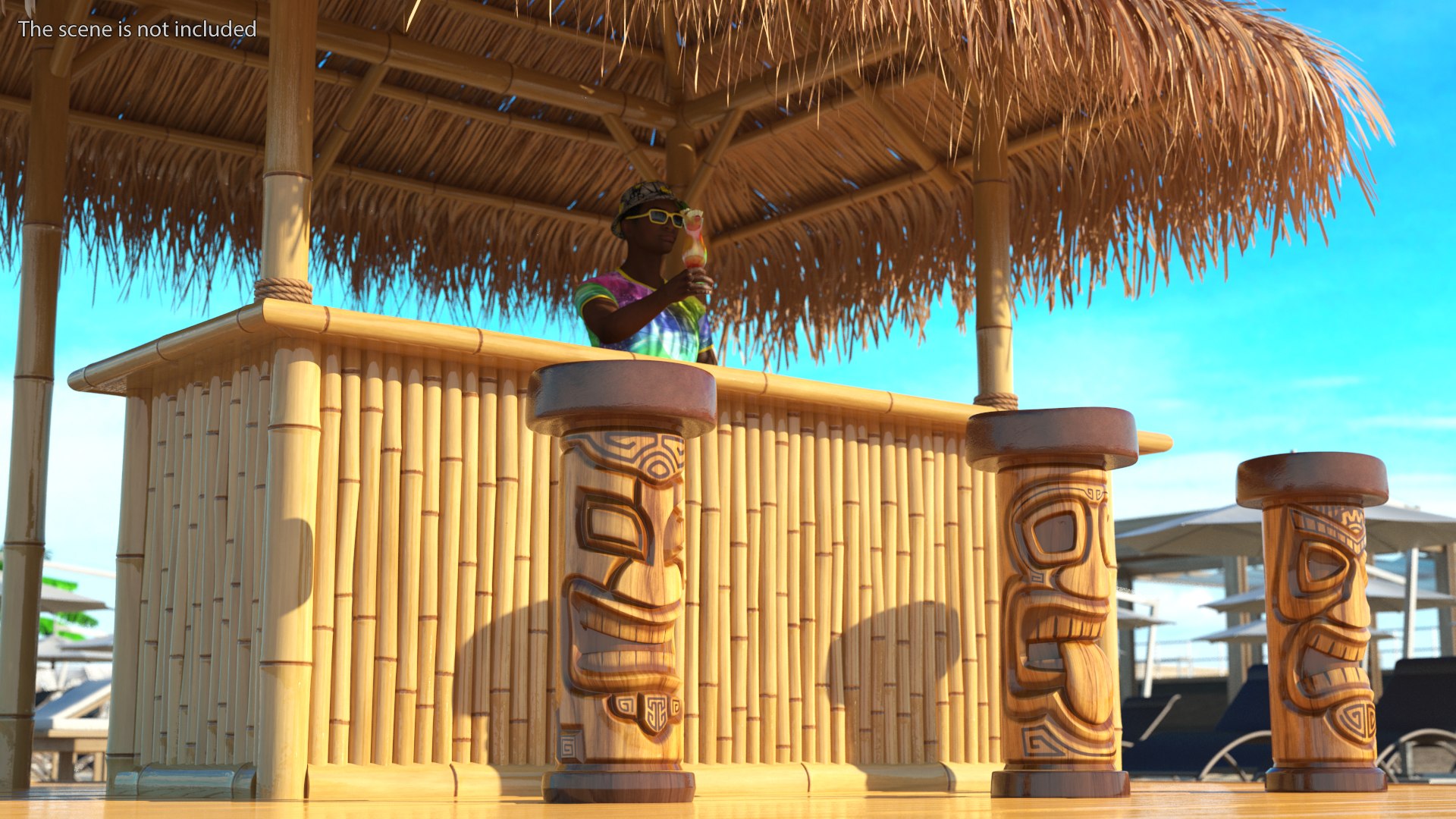 3D Barman at Tiki Bar Rigged for Maya - TurboSquid 2029547