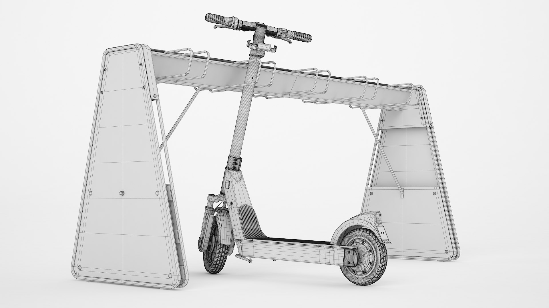 Scooter Parking Rack With Electric Scooter 05 3D Model - TurboSquid 2028167