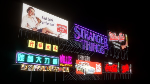 Cyberpunk neon signs 3D - TurboSquid 1699654