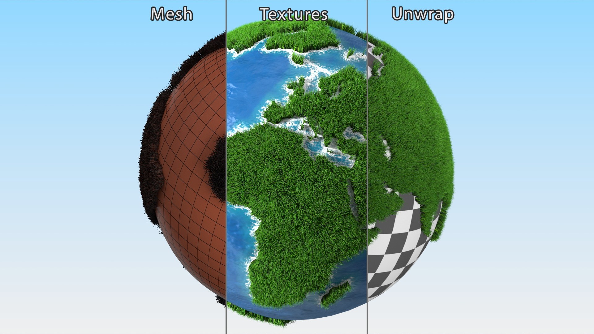 3D Model Stylized Earth Globe With Green Grass Fur - TurboSquid 2185897