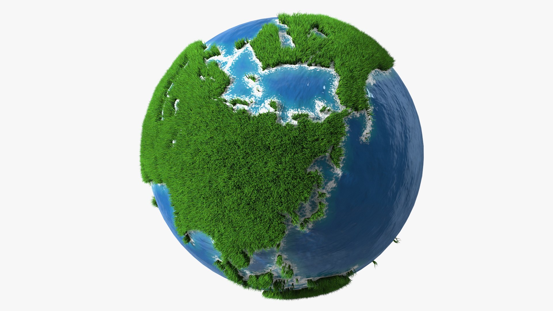 3D Model Stylized Earth Globe With Green Grass Fur - TurboSquid 2185897