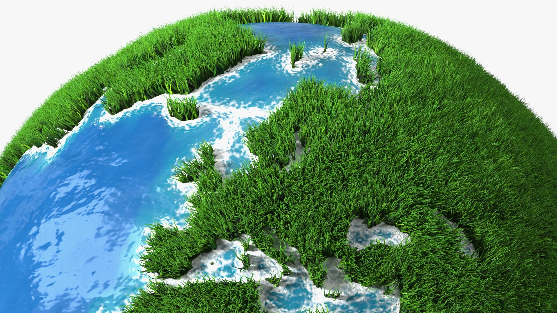 3D Model Stylized Earth Globe With Green Grass Fur - TurboSquid 2185897