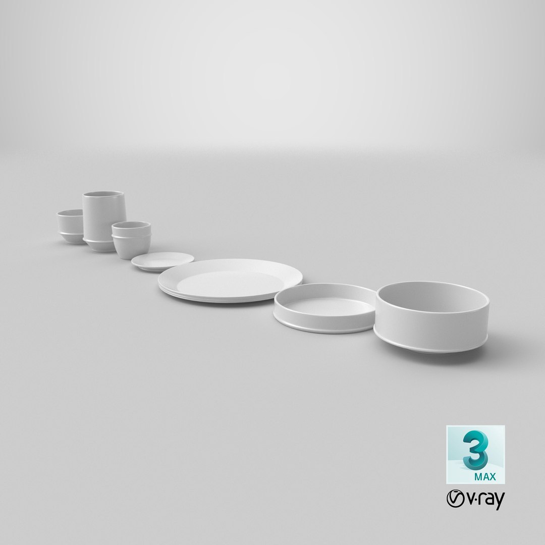 3D Model Tableware Set 2v 7in1 PBR - TurboSquid 2224662