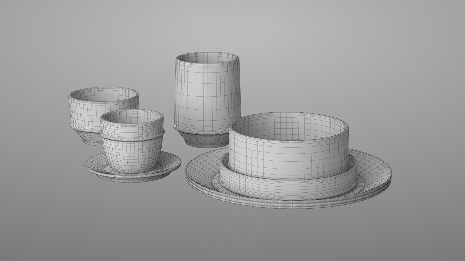 3D Model Tableware Set 2v 7in1 PBR - TurboSquid 2224662