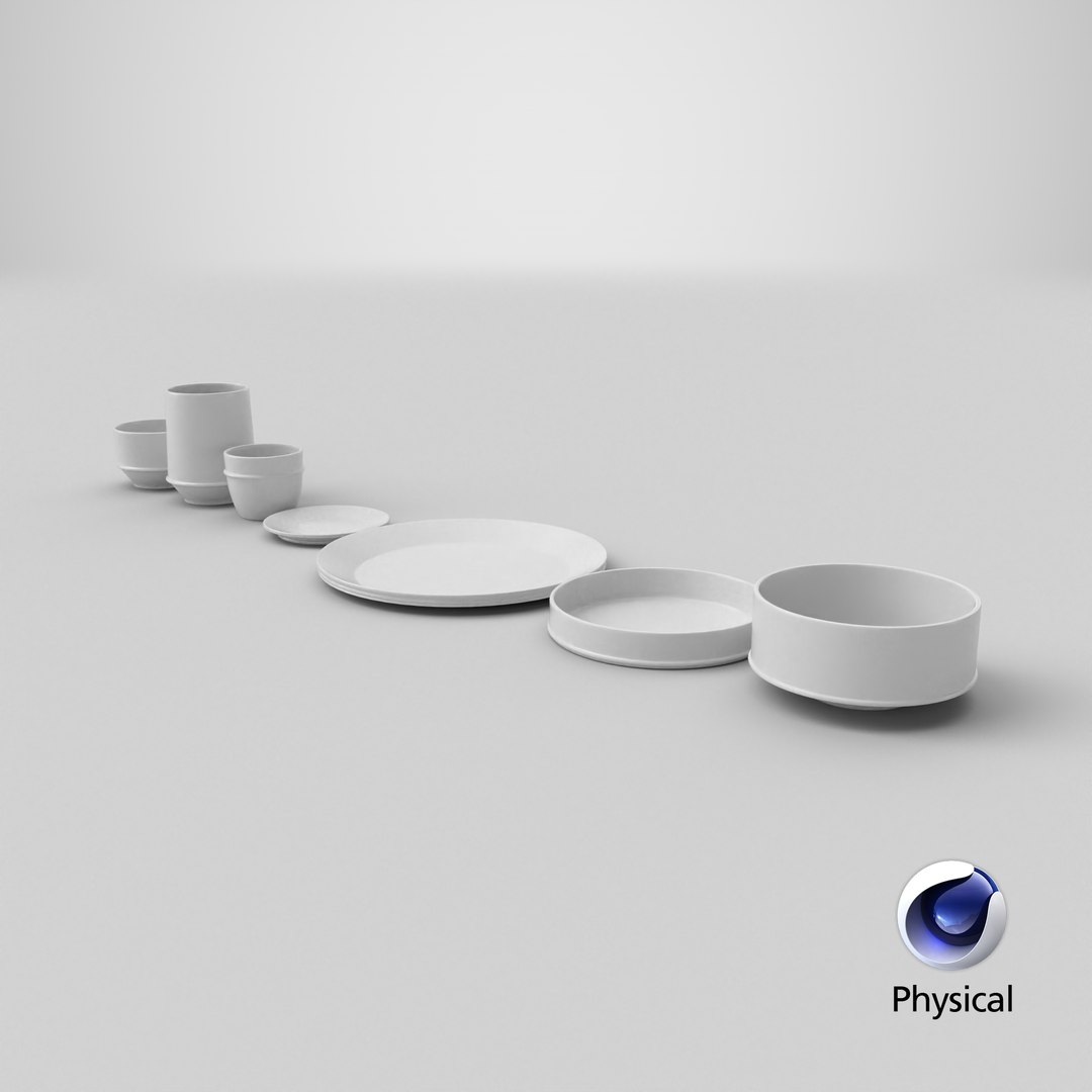 3D Model Tableware Set 2v 7in1 PBR - TurboSquid 2224662