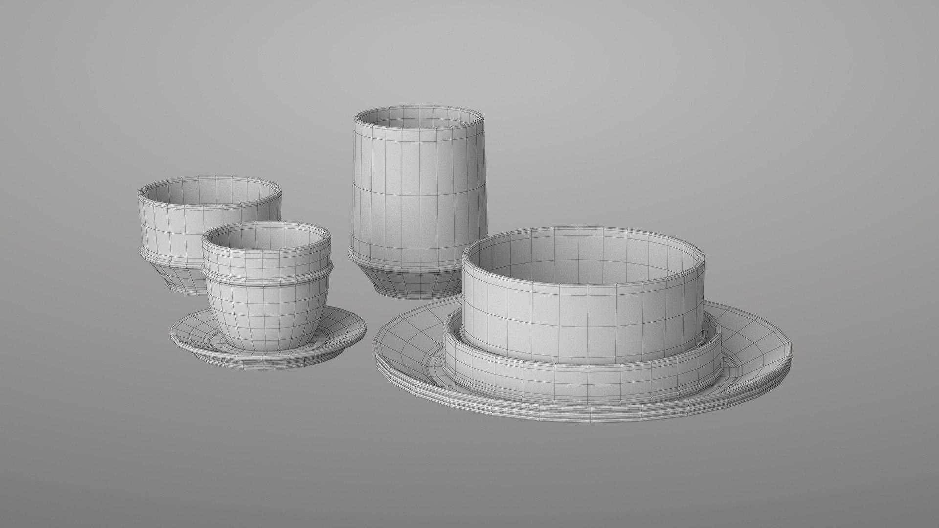 3D Model Tableware Set 2v 7in1 PBR - TurboSquid 2224662