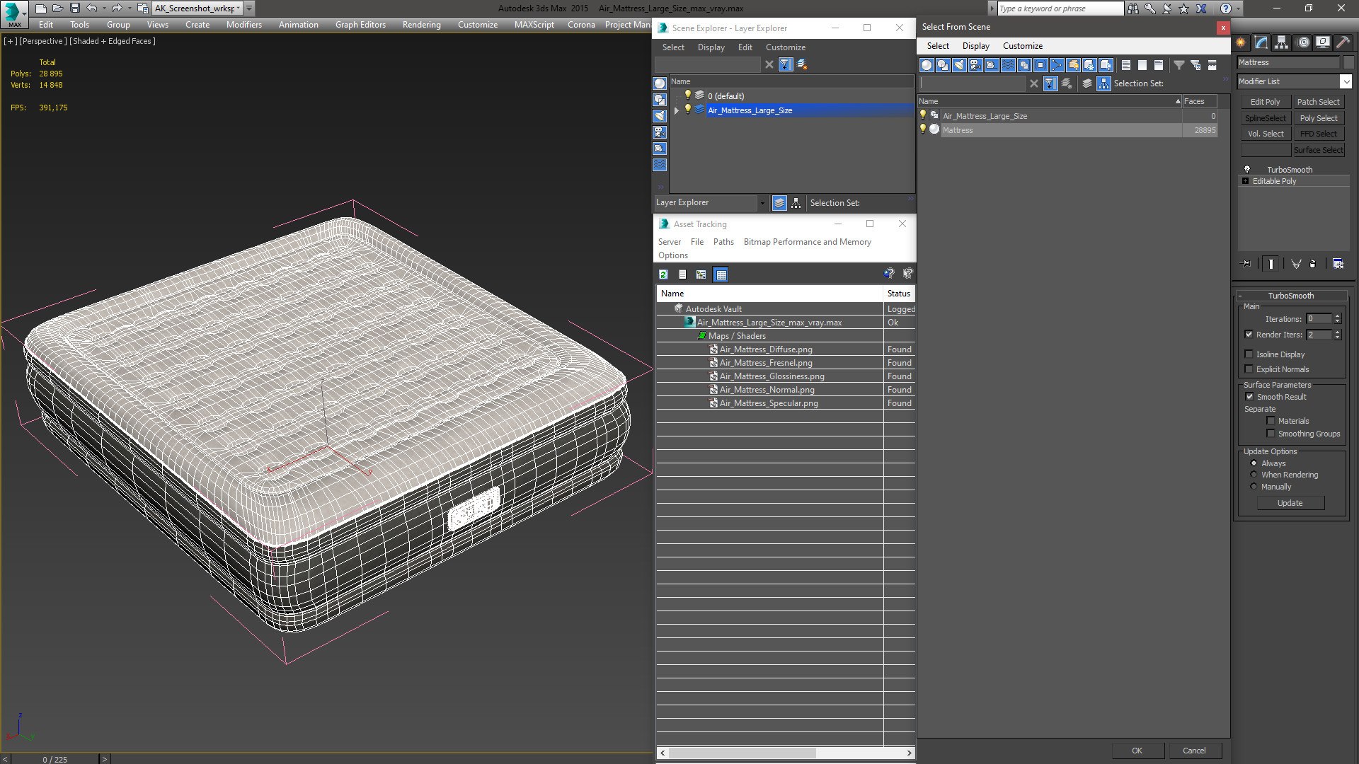 3D Model Air Mattress Large Size - TurboSquid 2116192