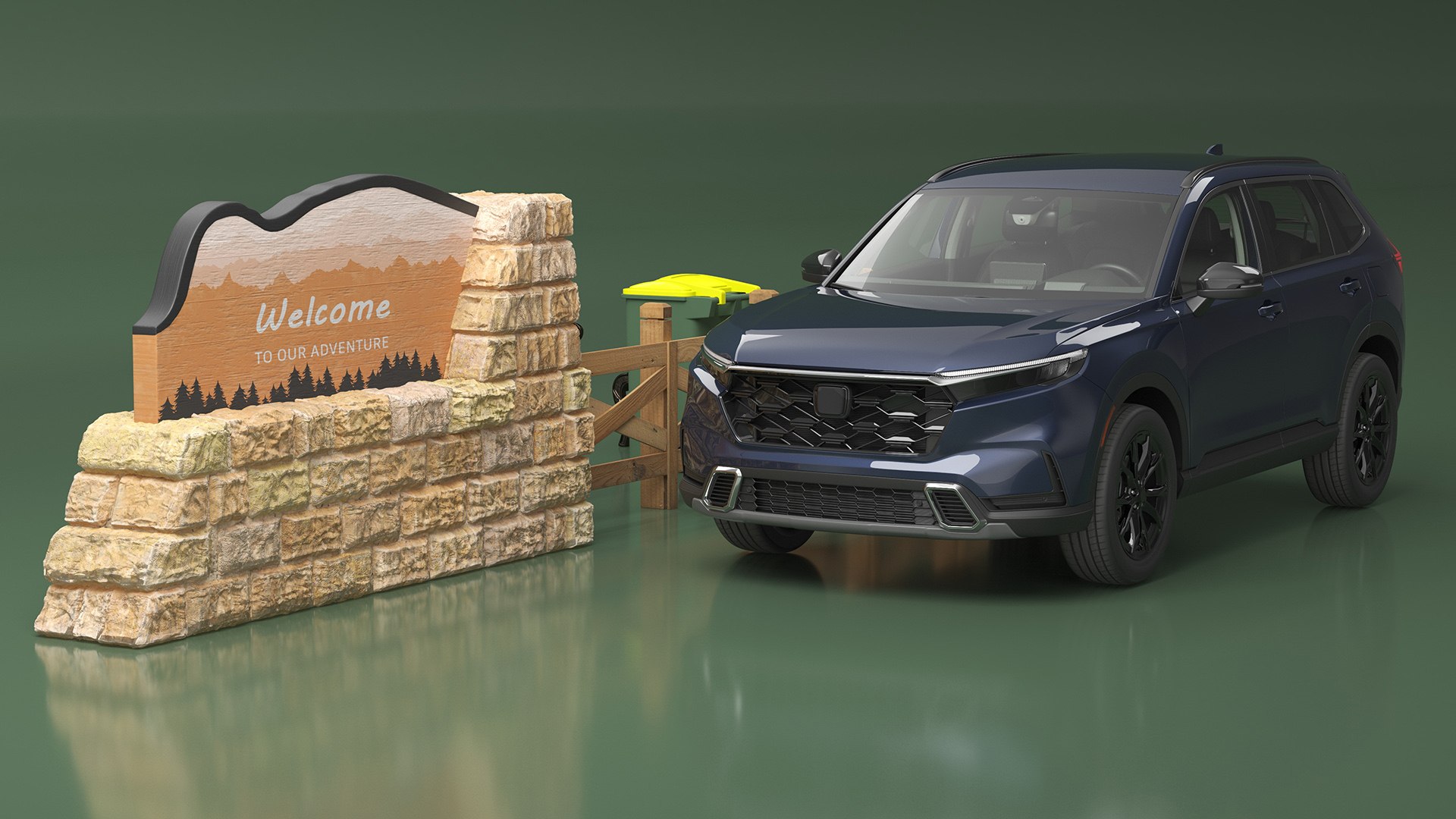 3D SUV Along With Welcome Sign - TurboSquid 2292868