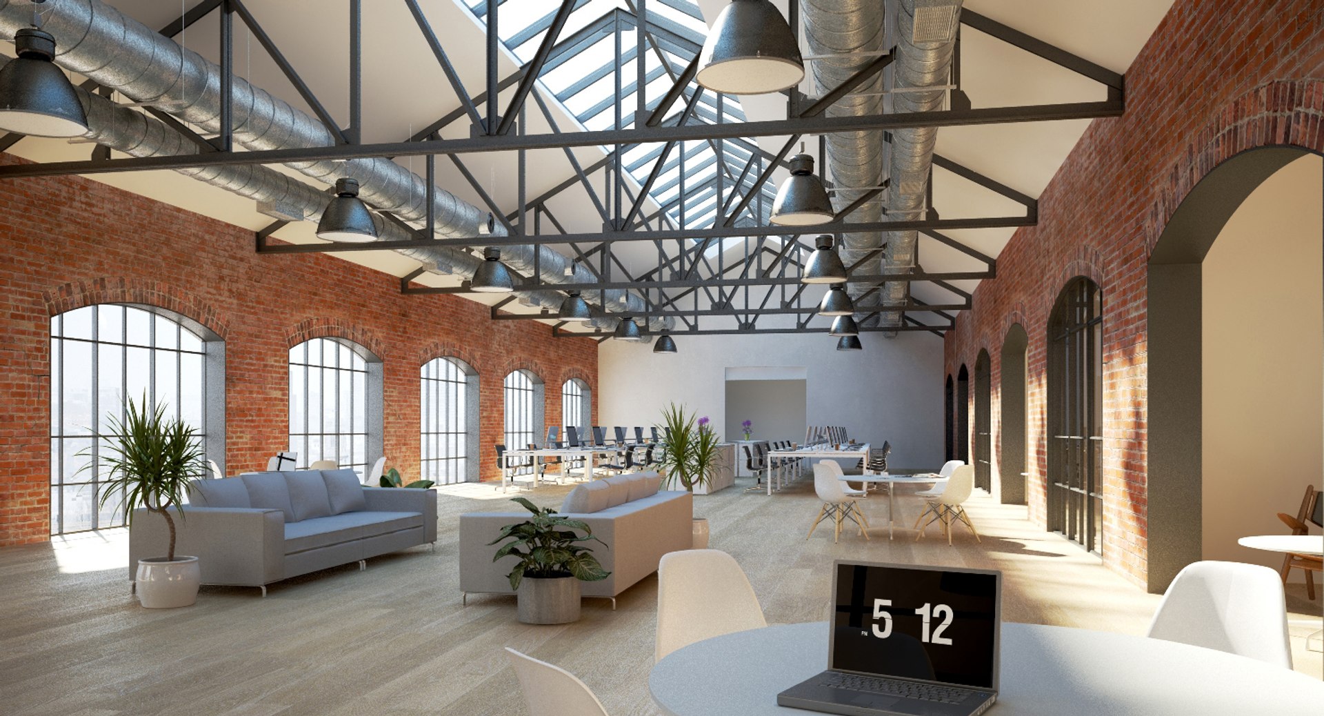 3d Model Of Industrial Office Interior