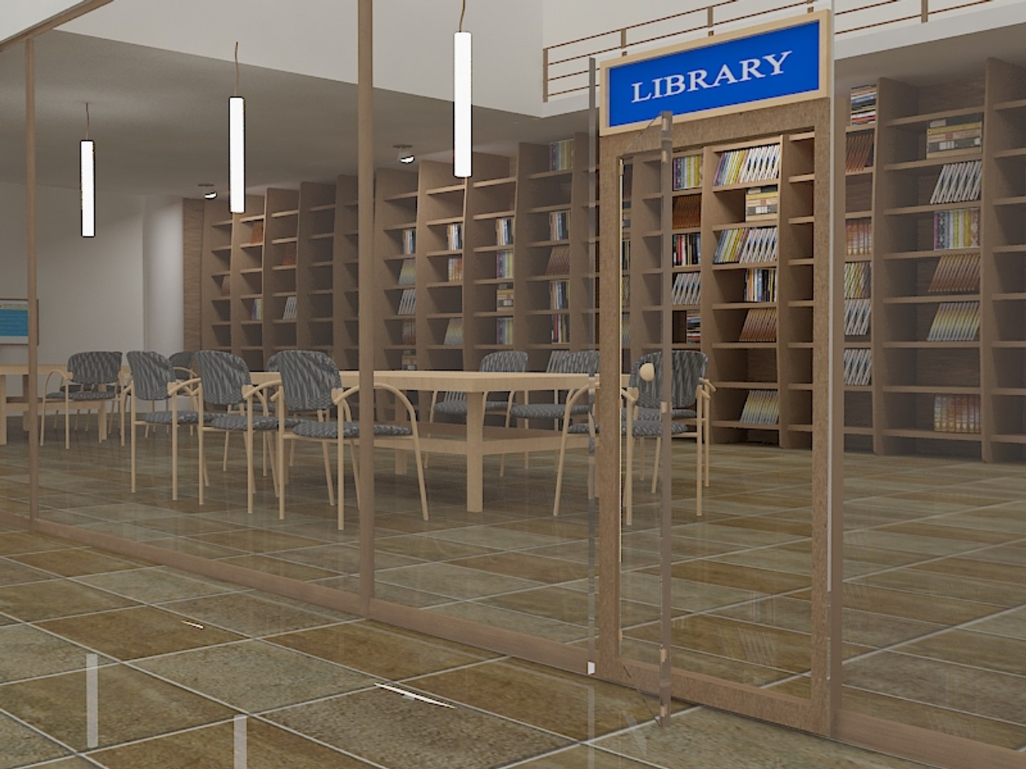 Library Realistic 3ds