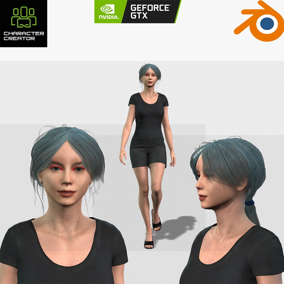 3D Stylish Young Woman 3D Model G0ame Ready Rigged PBR Textured Model ...